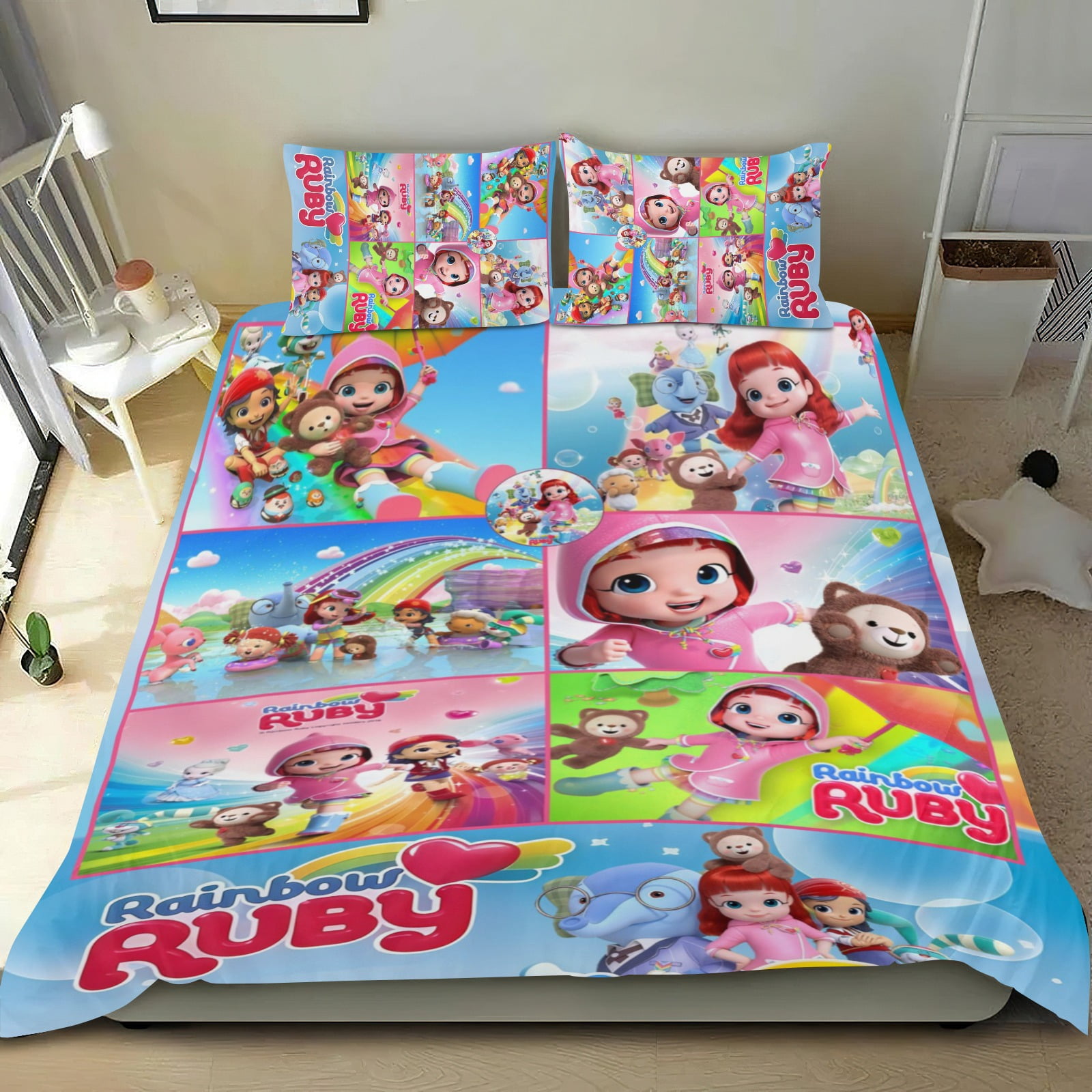 3 Piece Bedding Set For Rainbow Ruby Comforter Cover Set Cute Duvet ...