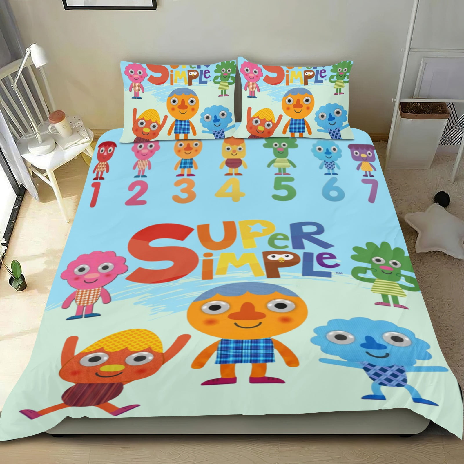 3 Piece Bedding Set For Super Simple Song Comforter Cover Set Cute ...