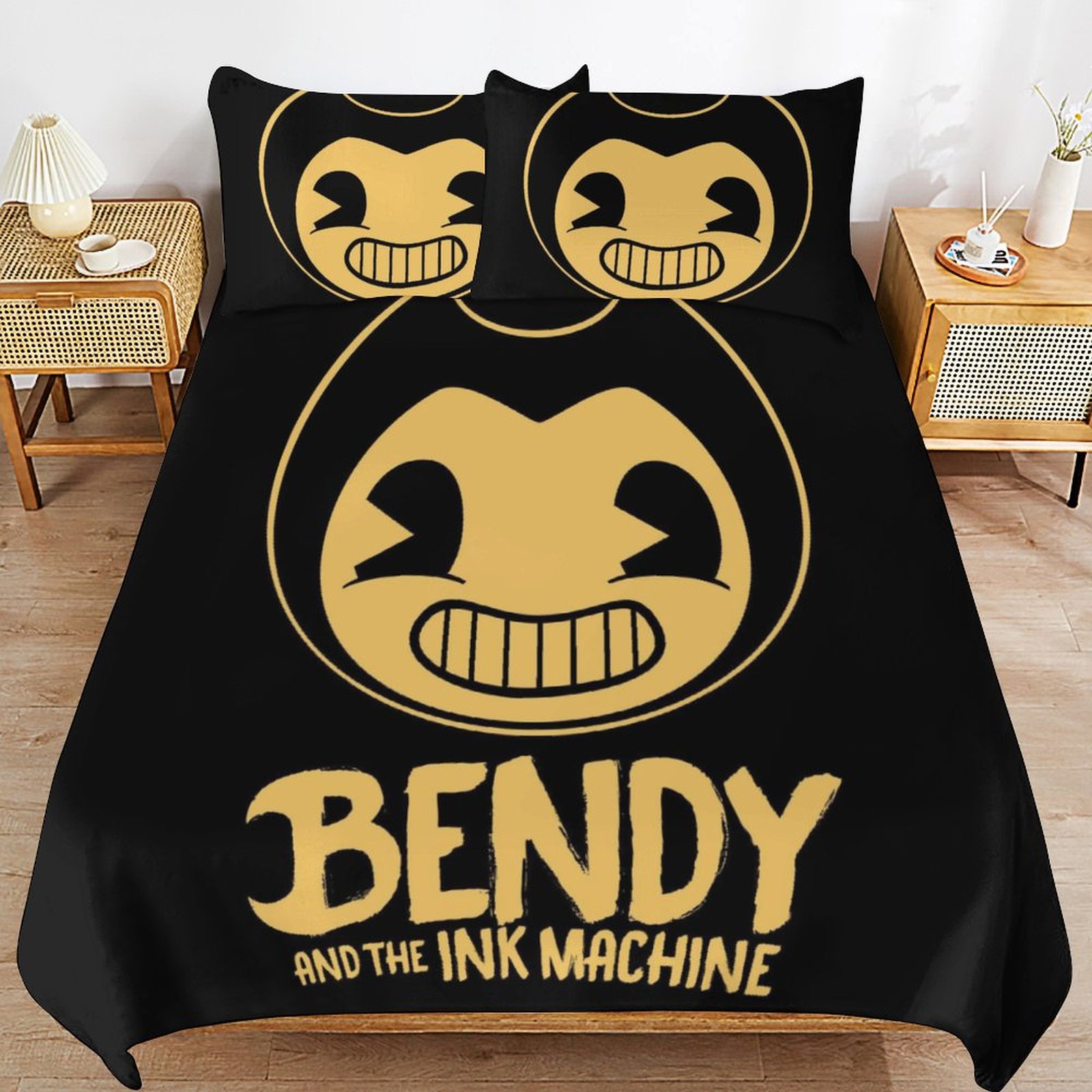 3-Piece Bedding Set Funny Comforter Sets Bendy And The Ink Machine Bed ...