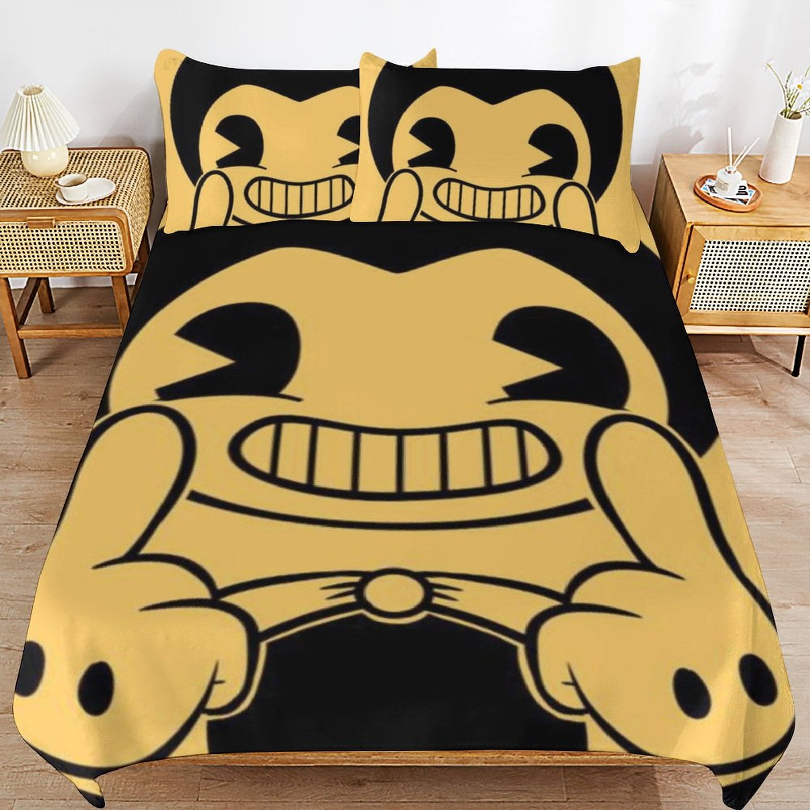 3-Piece Bedding Set Funny Comforter Sets Bendy And The Ink Machine Bed ...