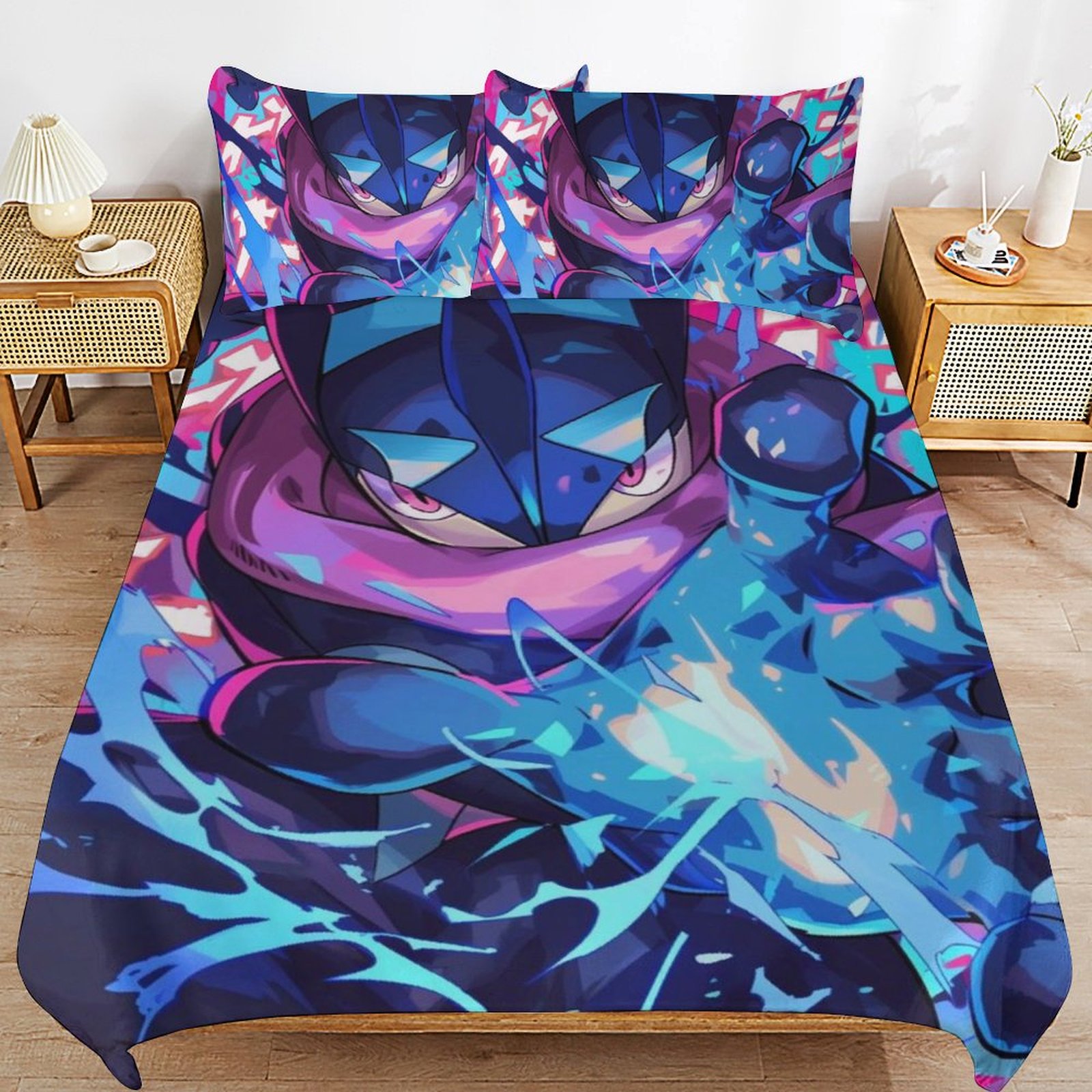 3 Piece Bedding Set Funny Comforter Sets Greninja Bed Duvet Cover With