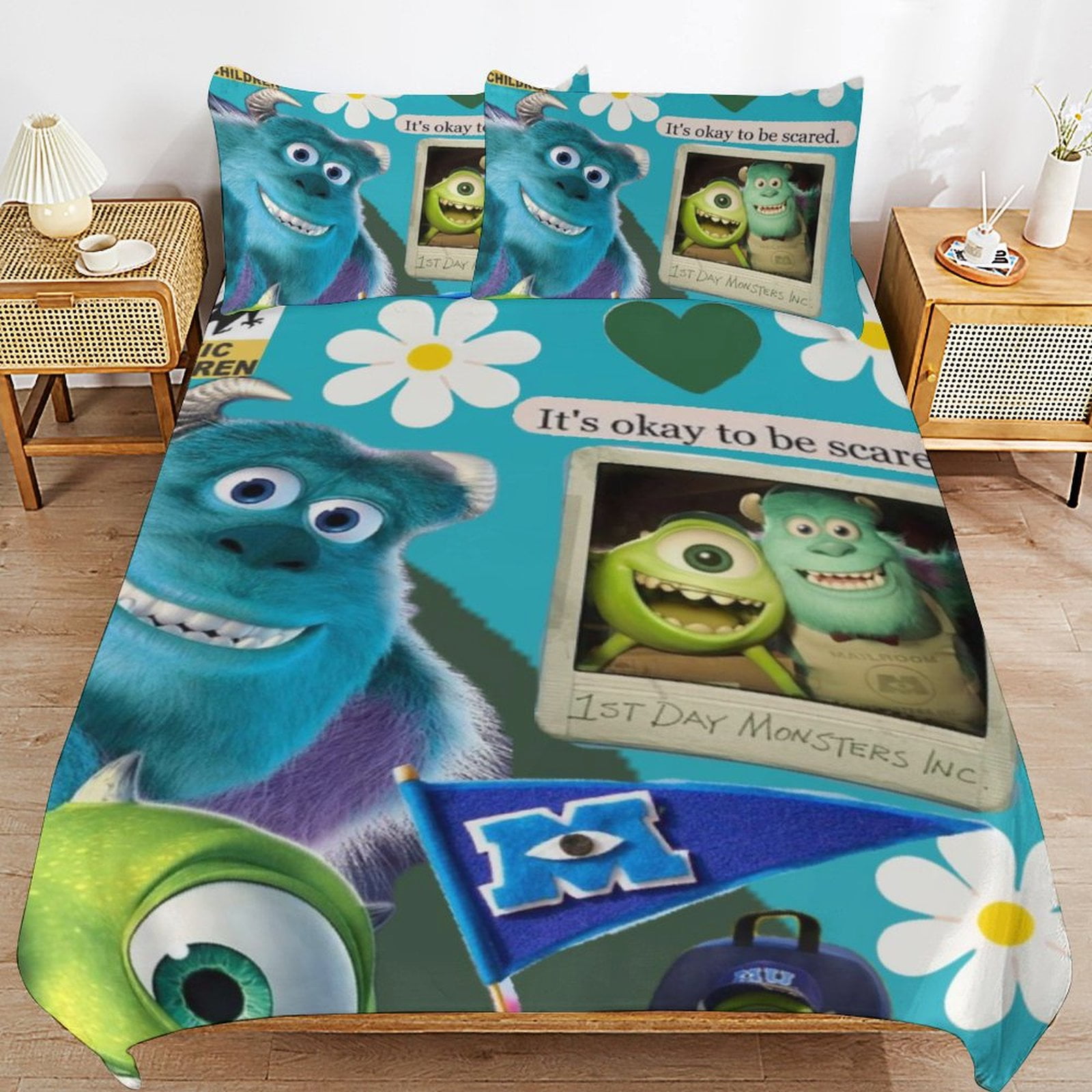 3-Piece Bedding Set Funny Comforter Sets Monsters Inc Bed Duvet Cover ...