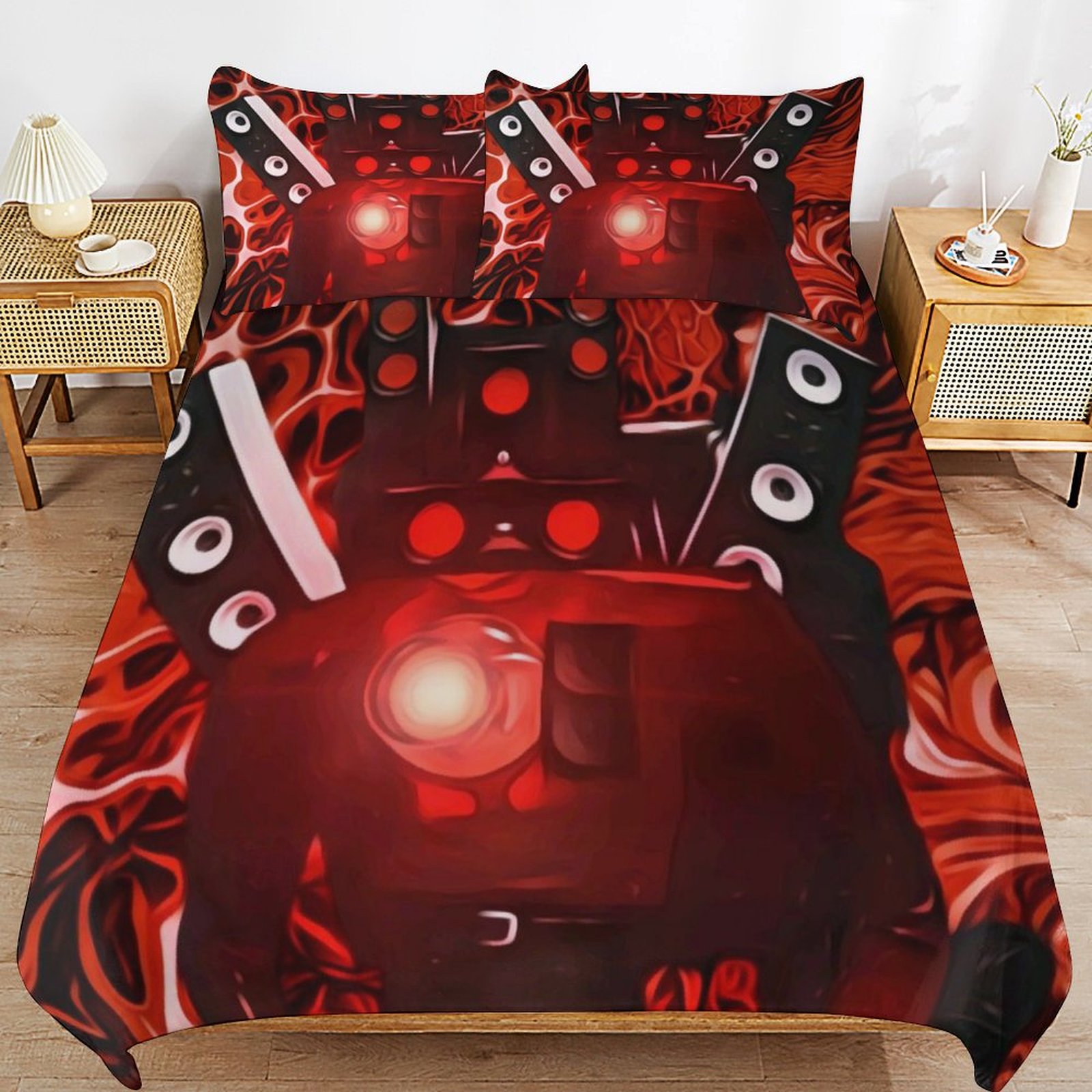 3 Piece Bedding Set Funny Comforter Sets Skibidi Toilet Bed Duvet Cover