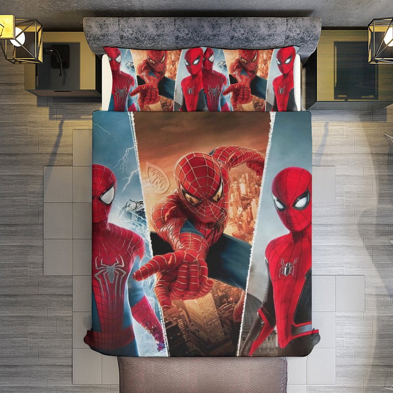3 Piece Bedding Set,Funny Spider-Man Comforter Set for Kids Boys Teen ...