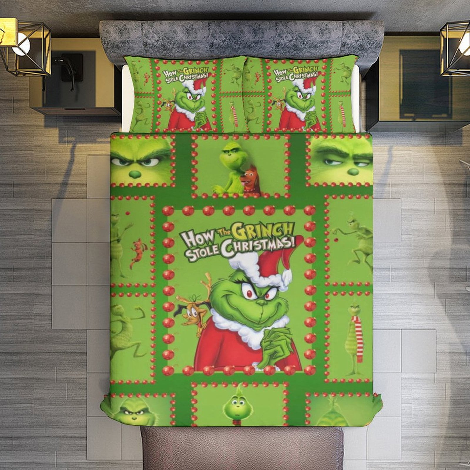 3 Piece Bedding Set,GrinchComforter Set for Kids Boys Teen Tween 3D ...