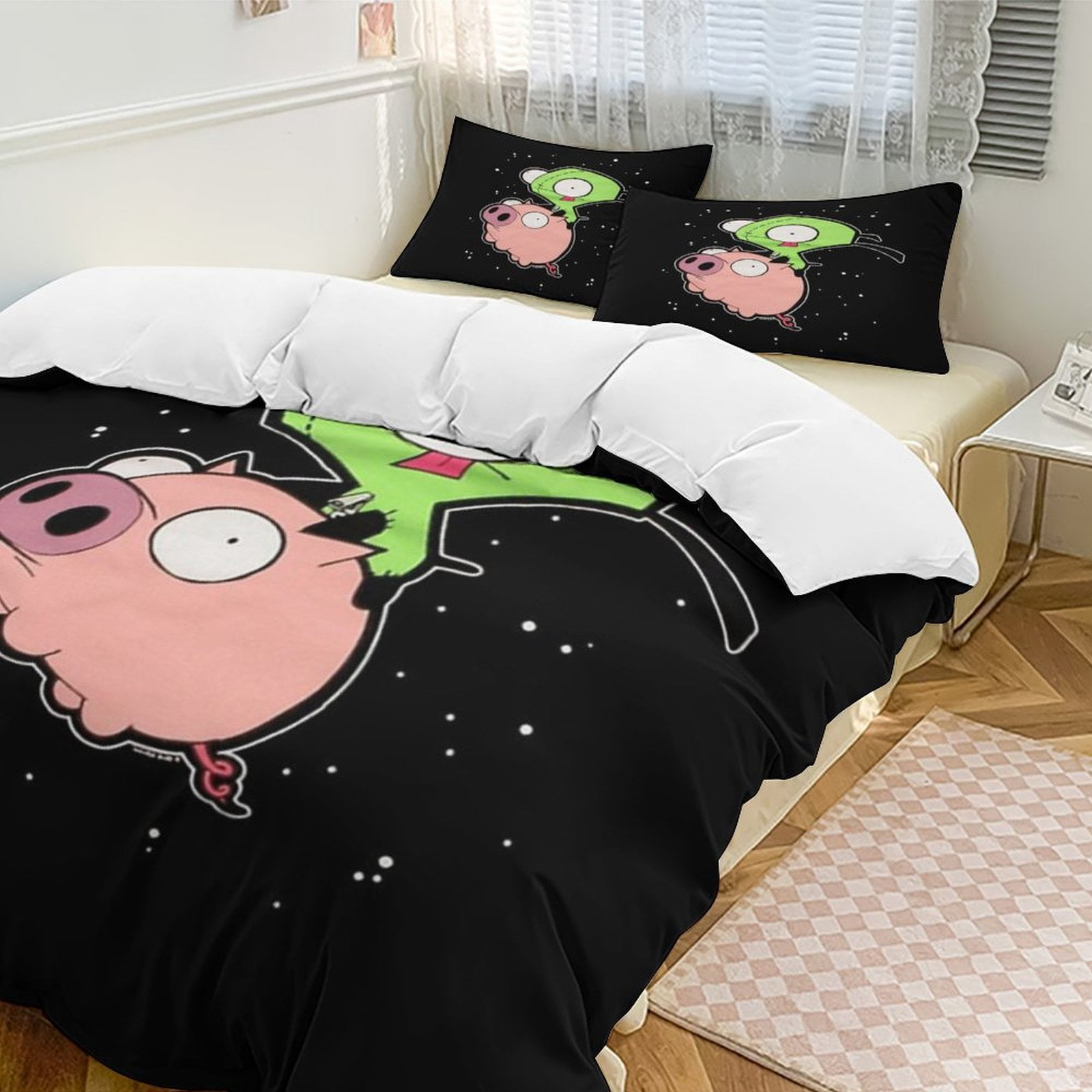 3 Piece Bedding Set Inva-der Monster Z1m Gir Comforter Cover Set Cute ...