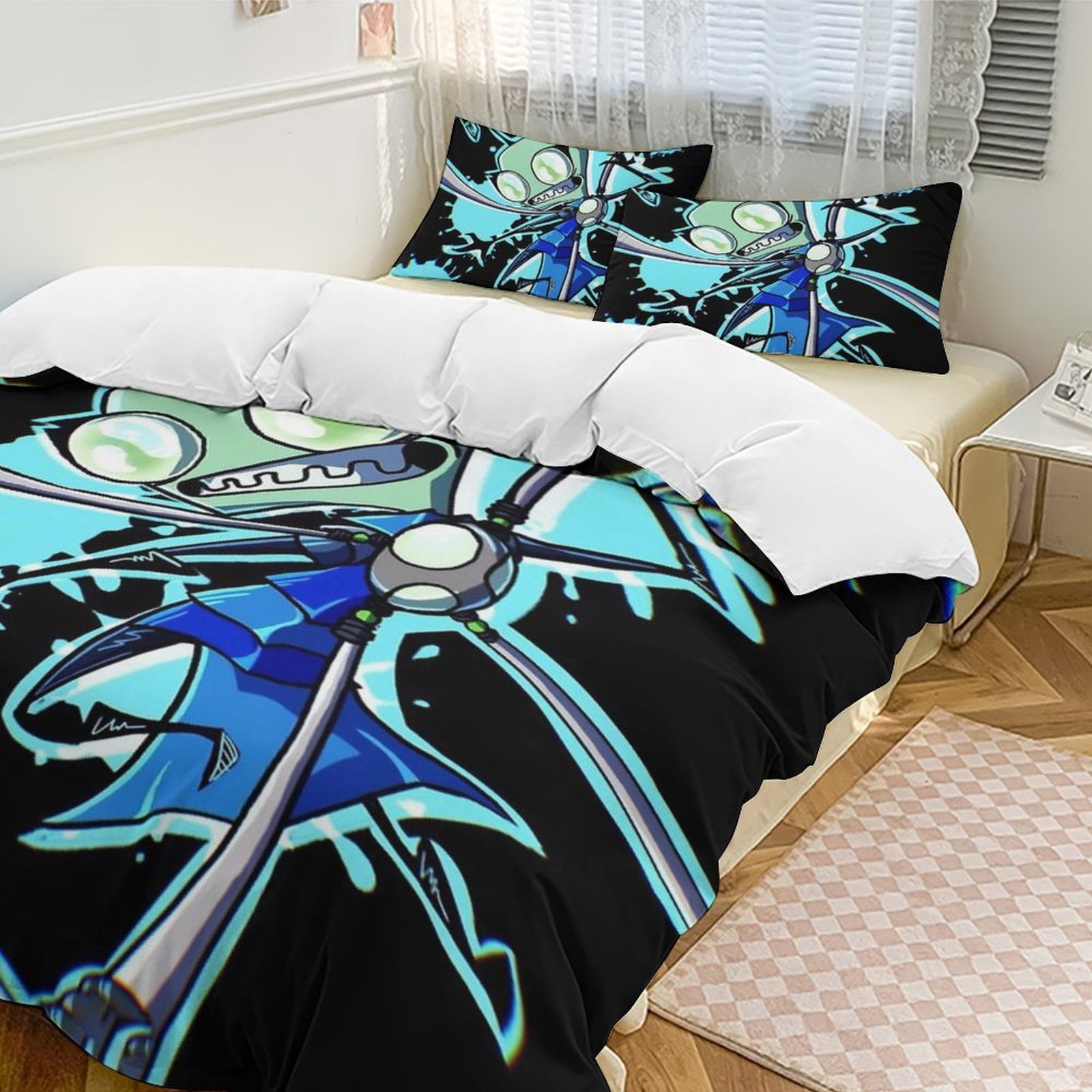 3 Piece Bedding Set Inva-der Monster Z1m Gir Comforter Cover Set Cute ...