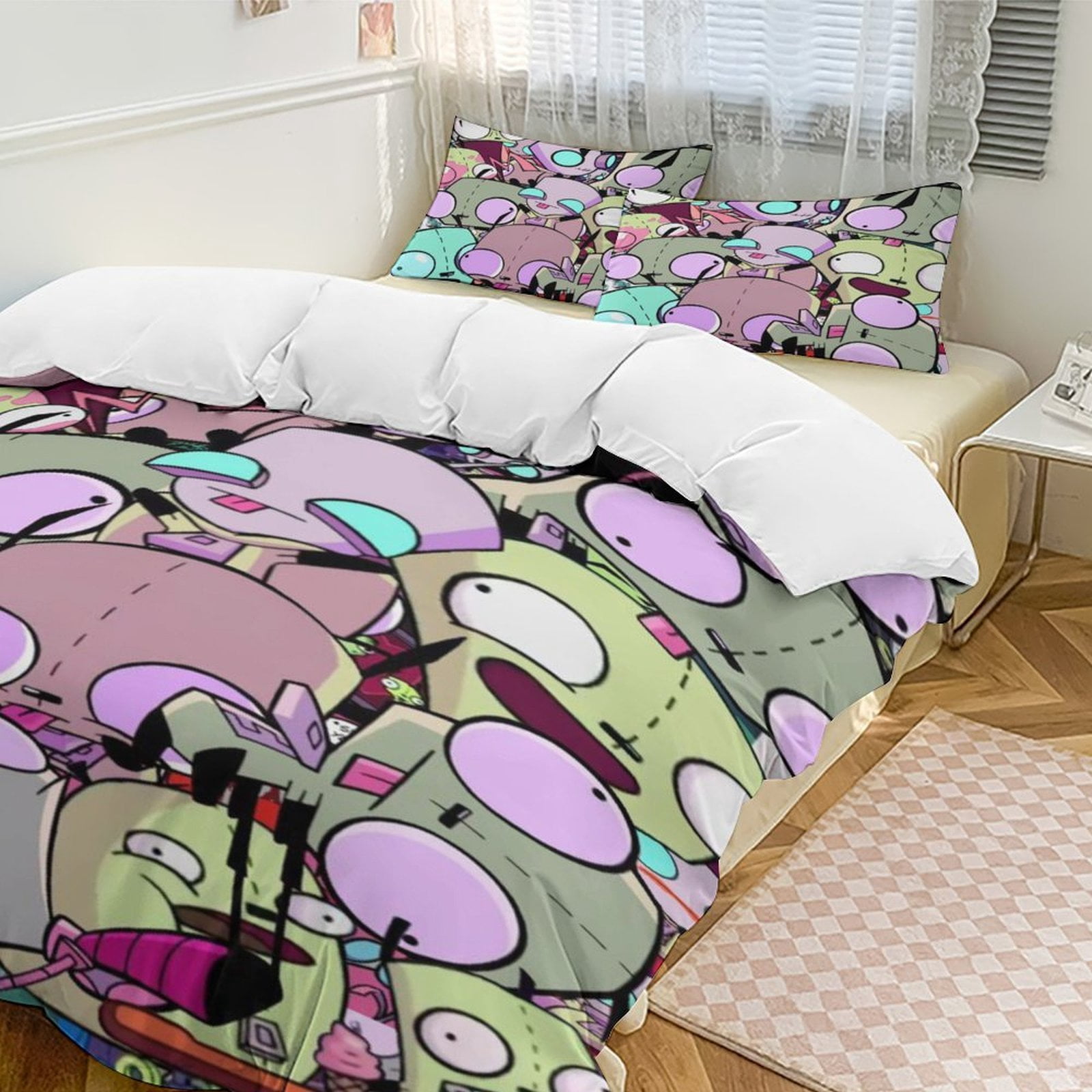 3 Piece Bedding Set Inva-der Monster Z1m Gir Comforter Cover Set Cute ...