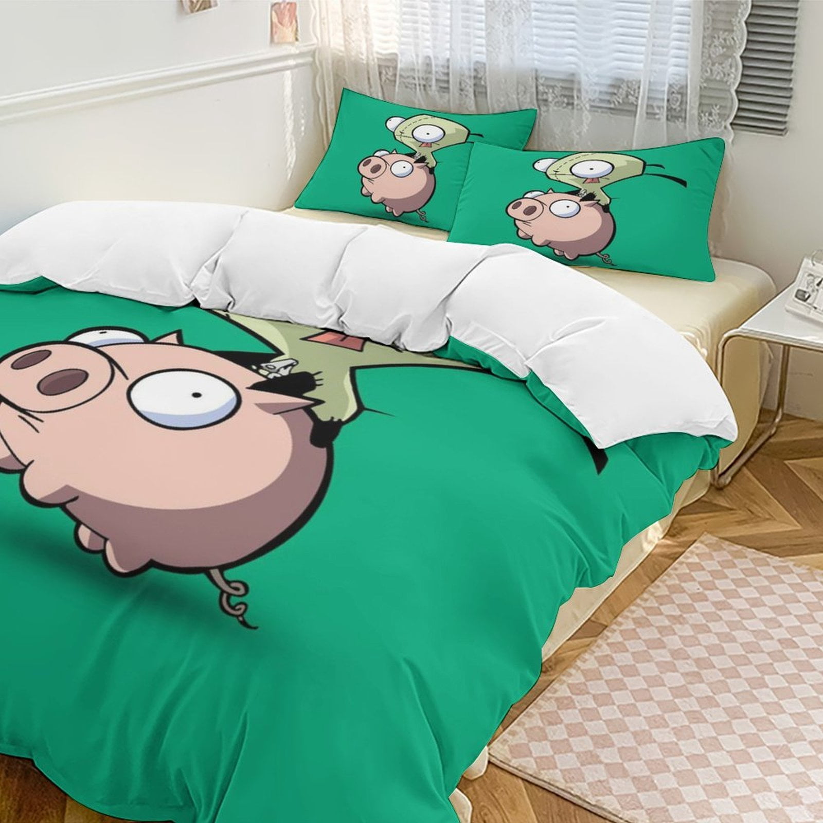 3 Piece Bedding Set Inva-der Monster Z1m Gir Comforter Cover Set Cute ...