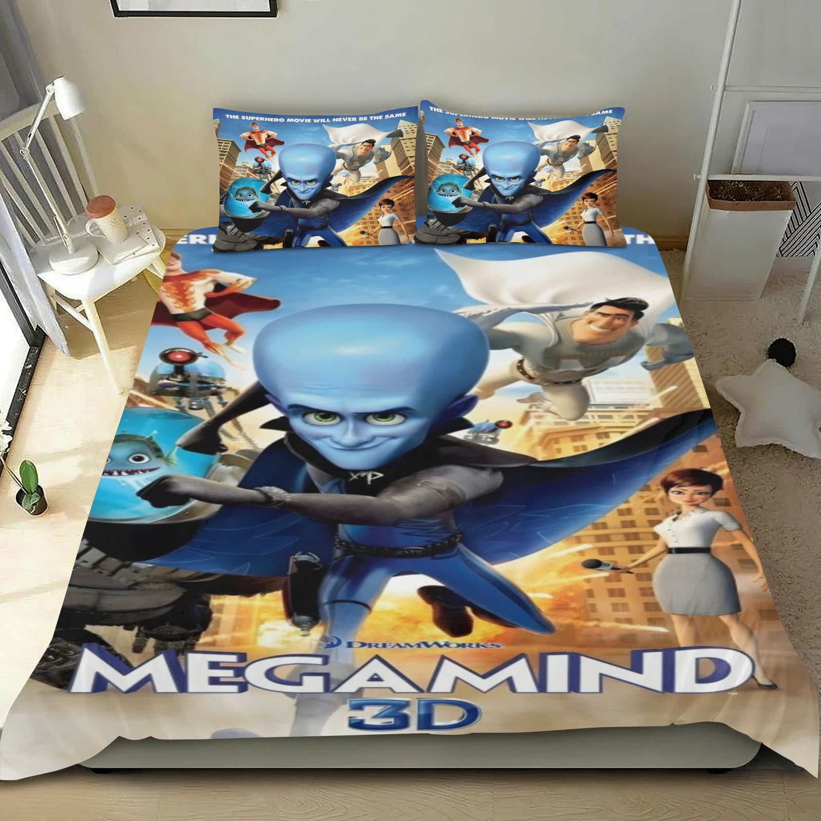 3 Piece Bedding Set Megamind Comforter Set Cute Duvet Cover Sets Super ...