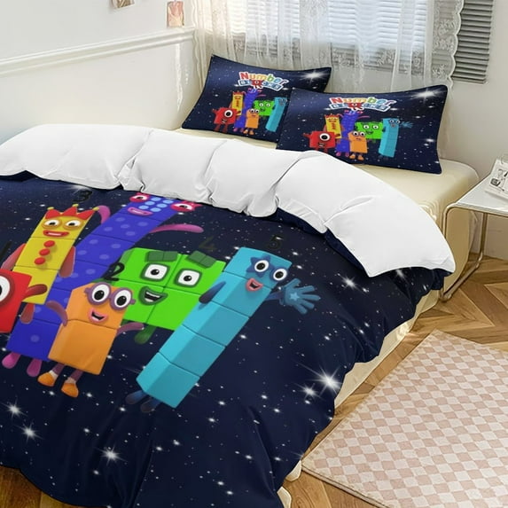 3 Piece Bedding Set Number Cartoon Show Block Comforter Cover Set Cute ...