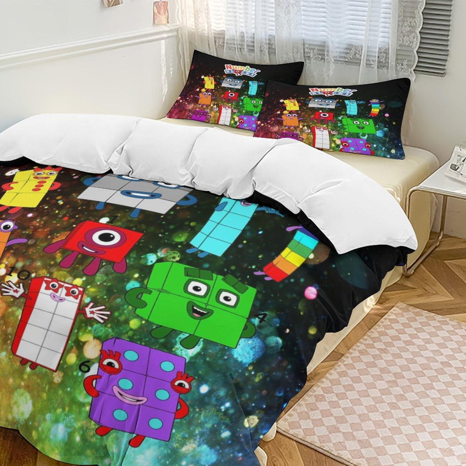 3 Piece Bedding Set Number Cartoon Show Block Comforter Cover Set Cute ...