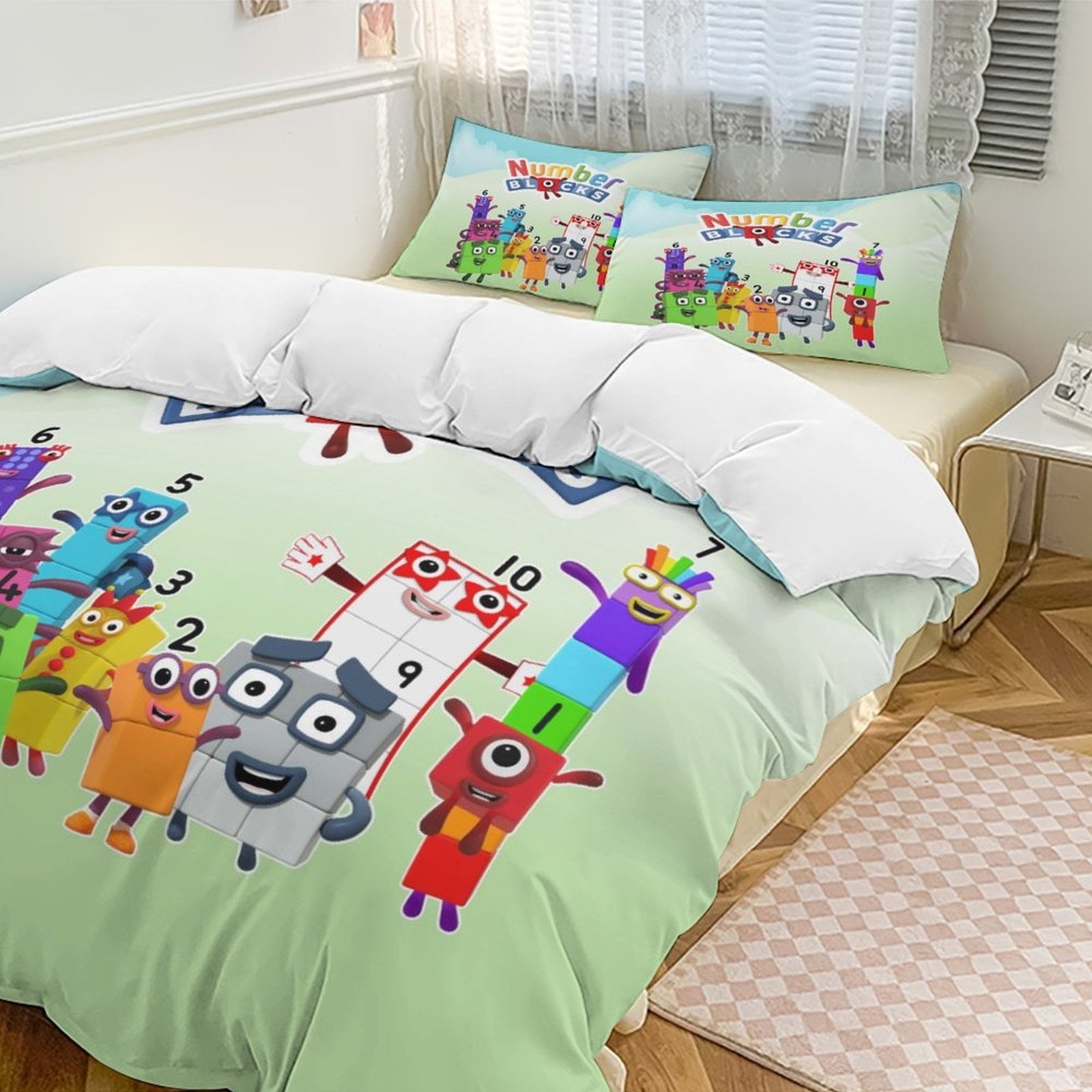 3 Piece Bedding Set Number Cartoon Show Block Comforter Cover Set Cute ...