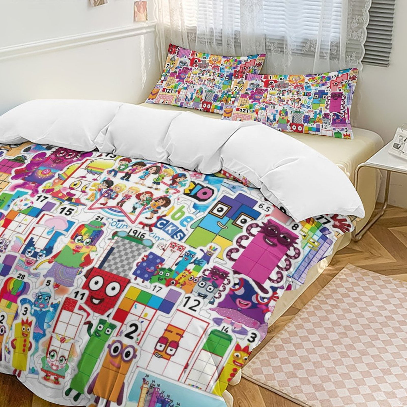 3 Piece Bedding Set Number Cartoon Show Block Comforter Cover Set Cute ...