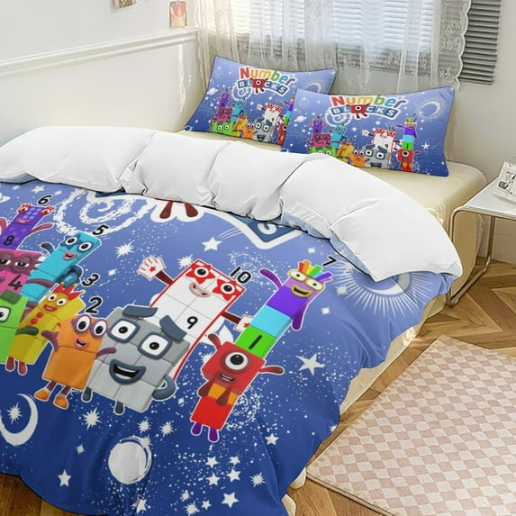 3 Piece Bedding Set Number Cartoon Show Block Comforter Cover Set Cute ...