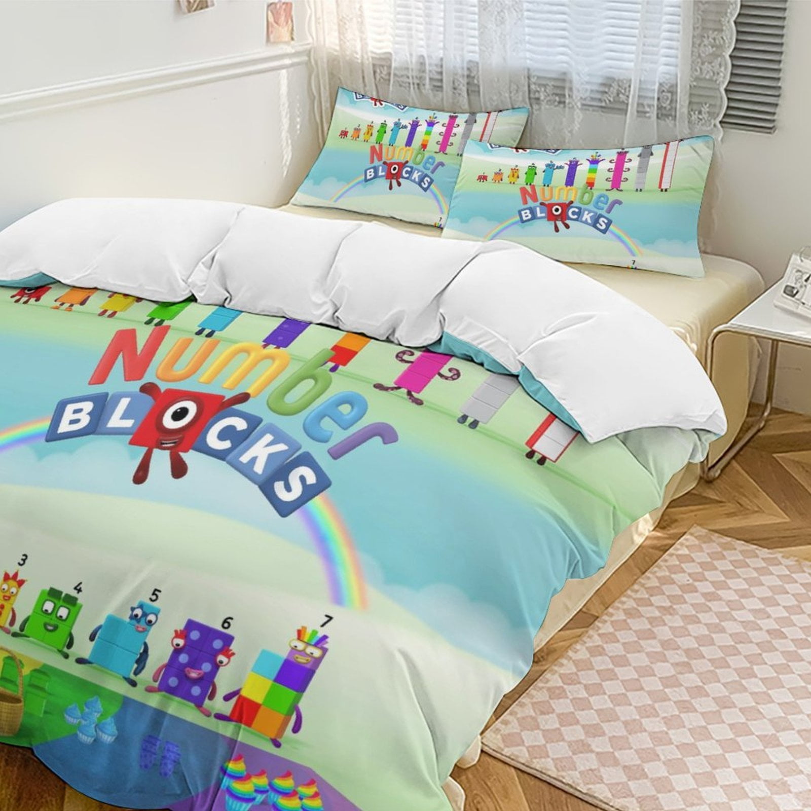 3 Piece Bedding Set Number Cartoon Show Block Comforter Cover Set Cute ...