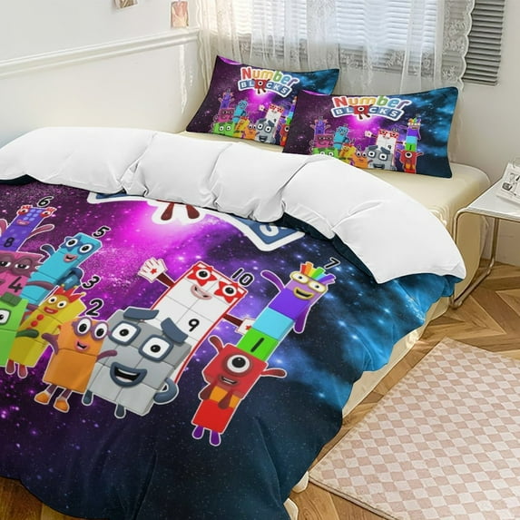 3 Piece Bedding Set Number Cartoon Show Block Comforter Cover Set Cute ...
