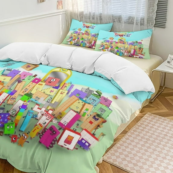 3 Piece Bedding Set Number Cartoon Show Block Comforter Cover Set Cute ...