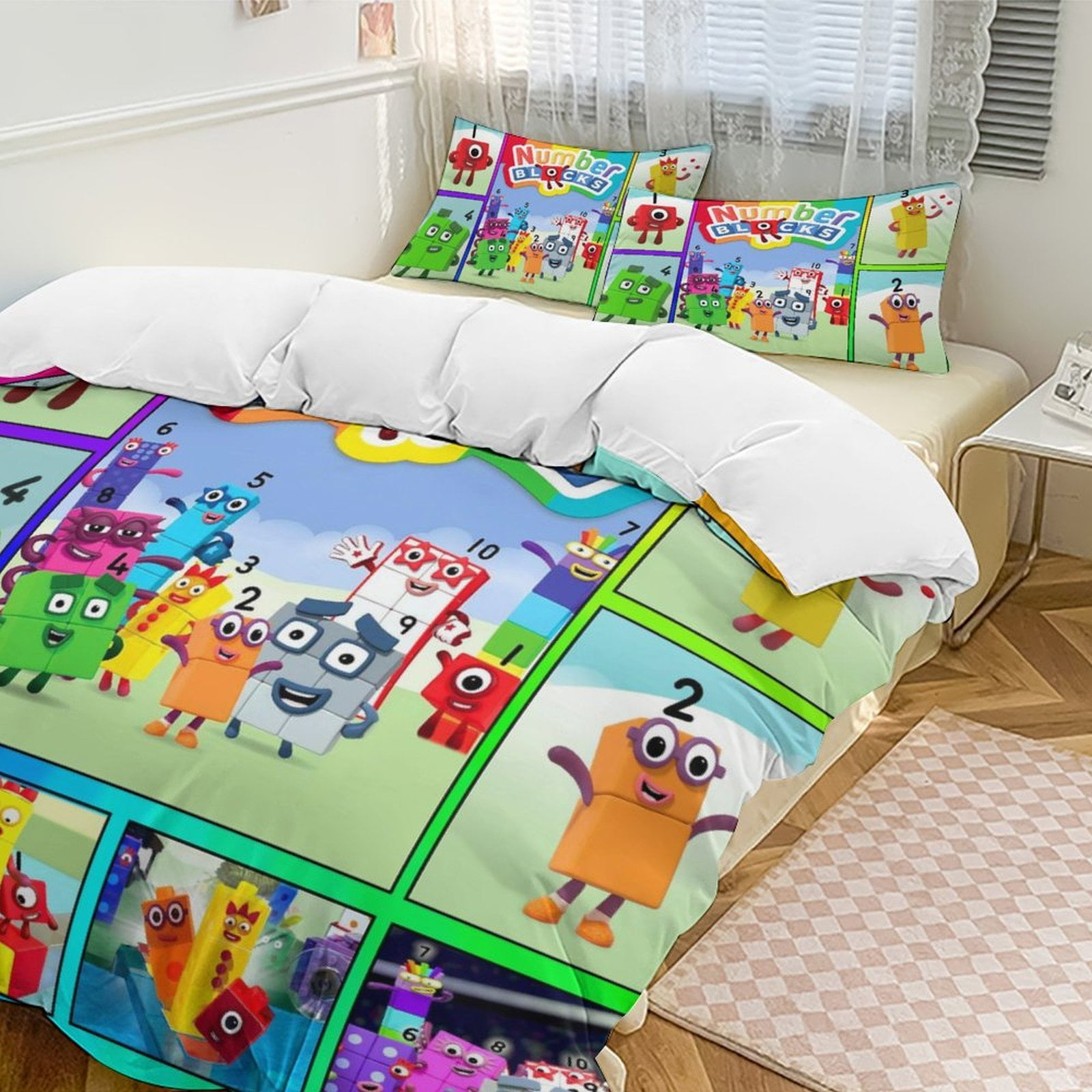 3 Piece Bedding Set Number Cartoon Show Block Comforter Cover Set Cute ...