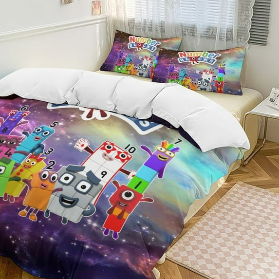 3 Piece Bedding Set Number Cartoon Show Block Comforter Cover Set Cute ...