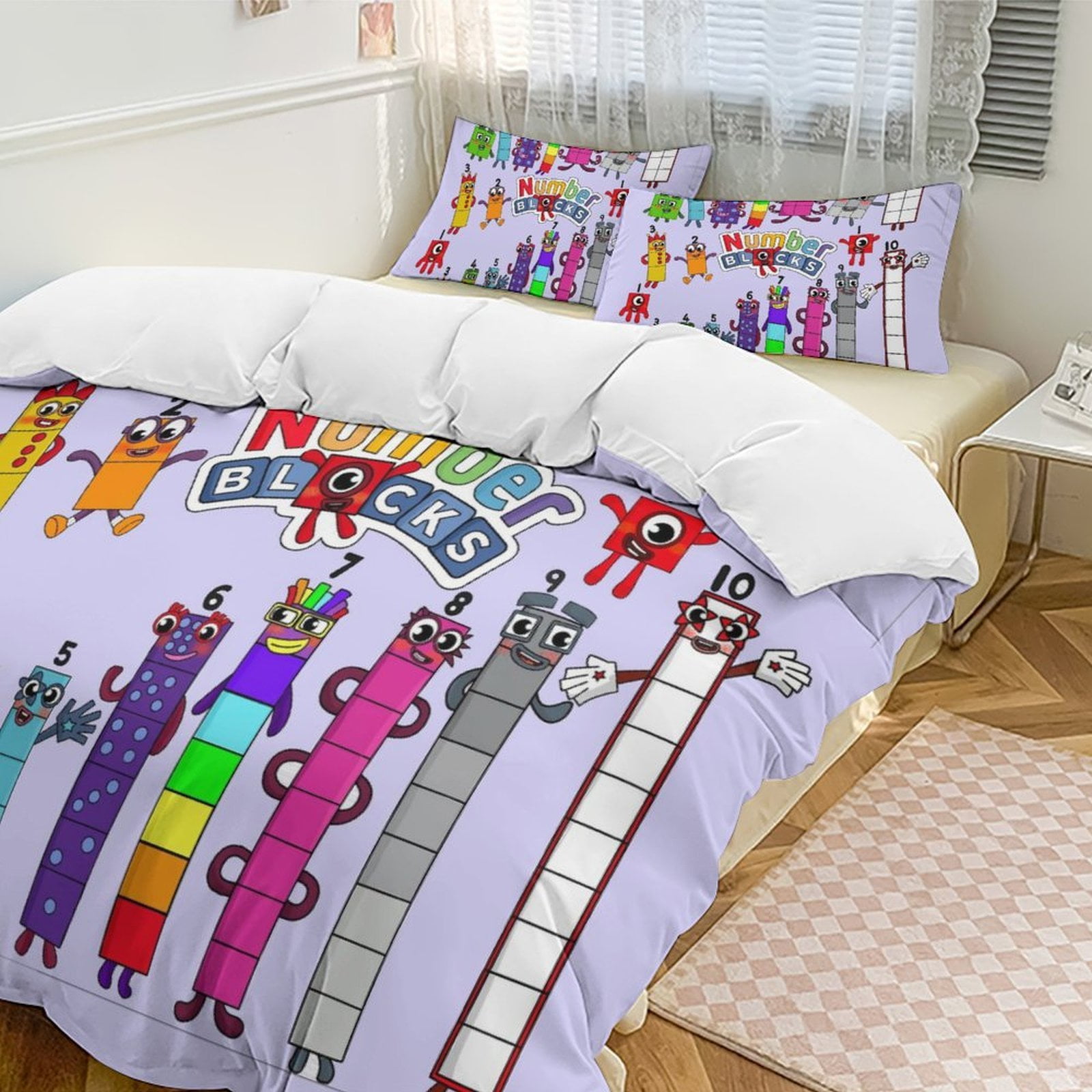 3 Piece Bedding Set Number Cartoon Show Block Comforter Cover Set Cute ...