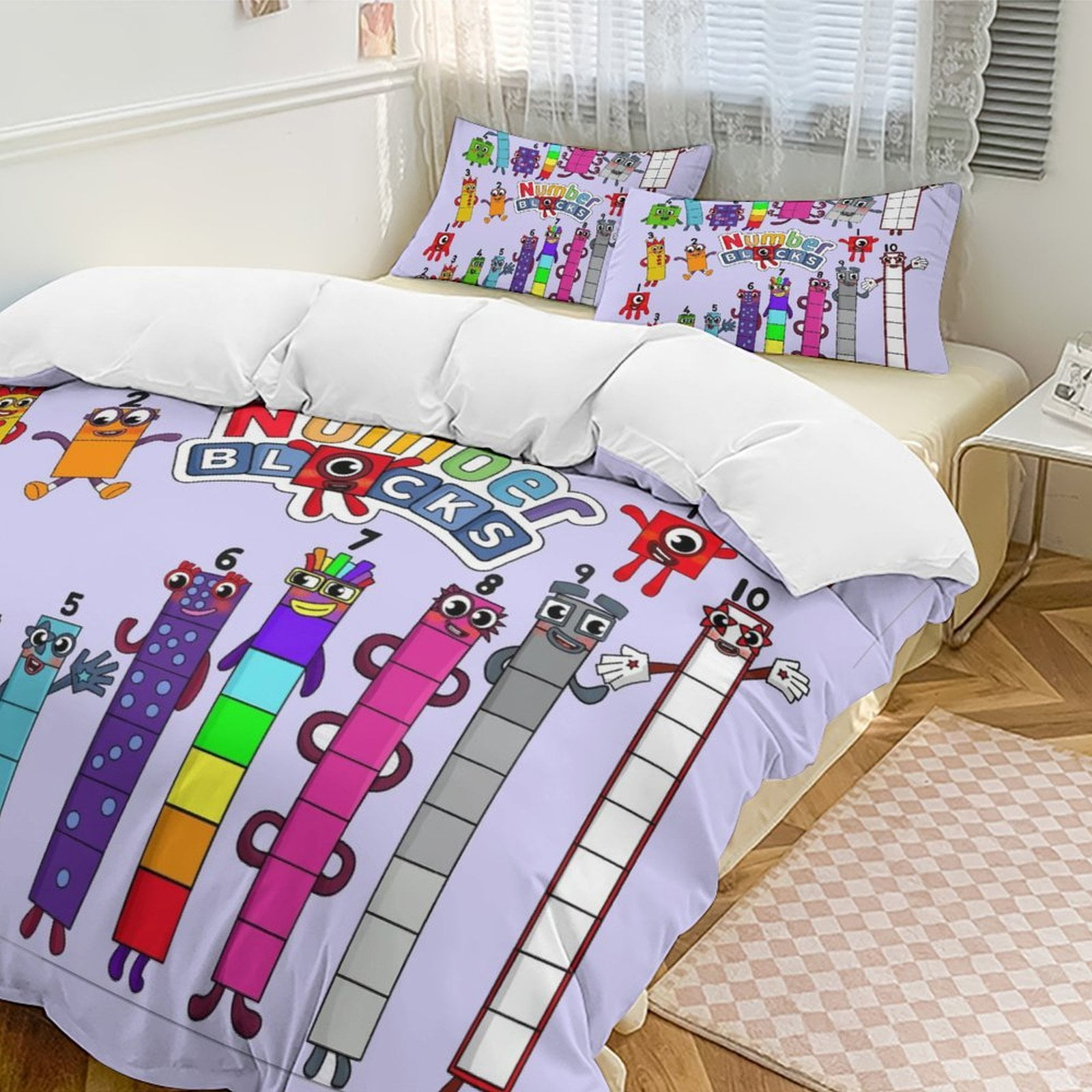 3 Piece Bedding Set Number Cartoon Show Block Comforter Cover Set Cute ...