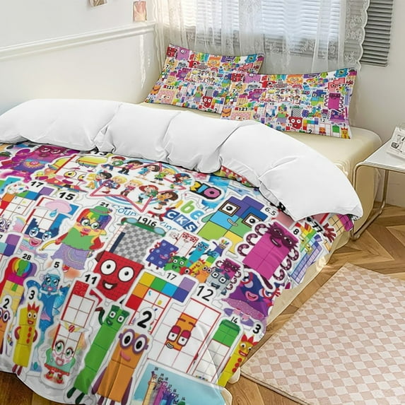 3 Piece Bedding Set Number Cartoon Show Block Comforter Cover Set Cute ...