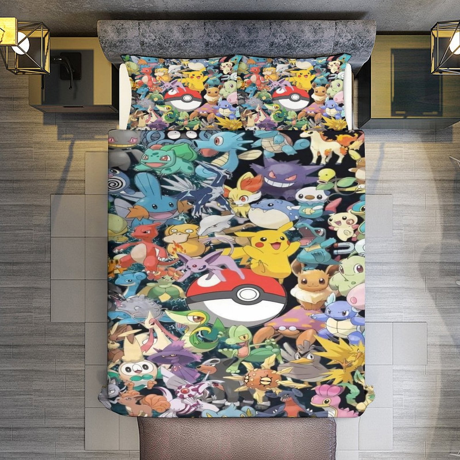 3 Piece Bedding Set,Pokemon PokémonComforter Set for Kids Boys Teen ...