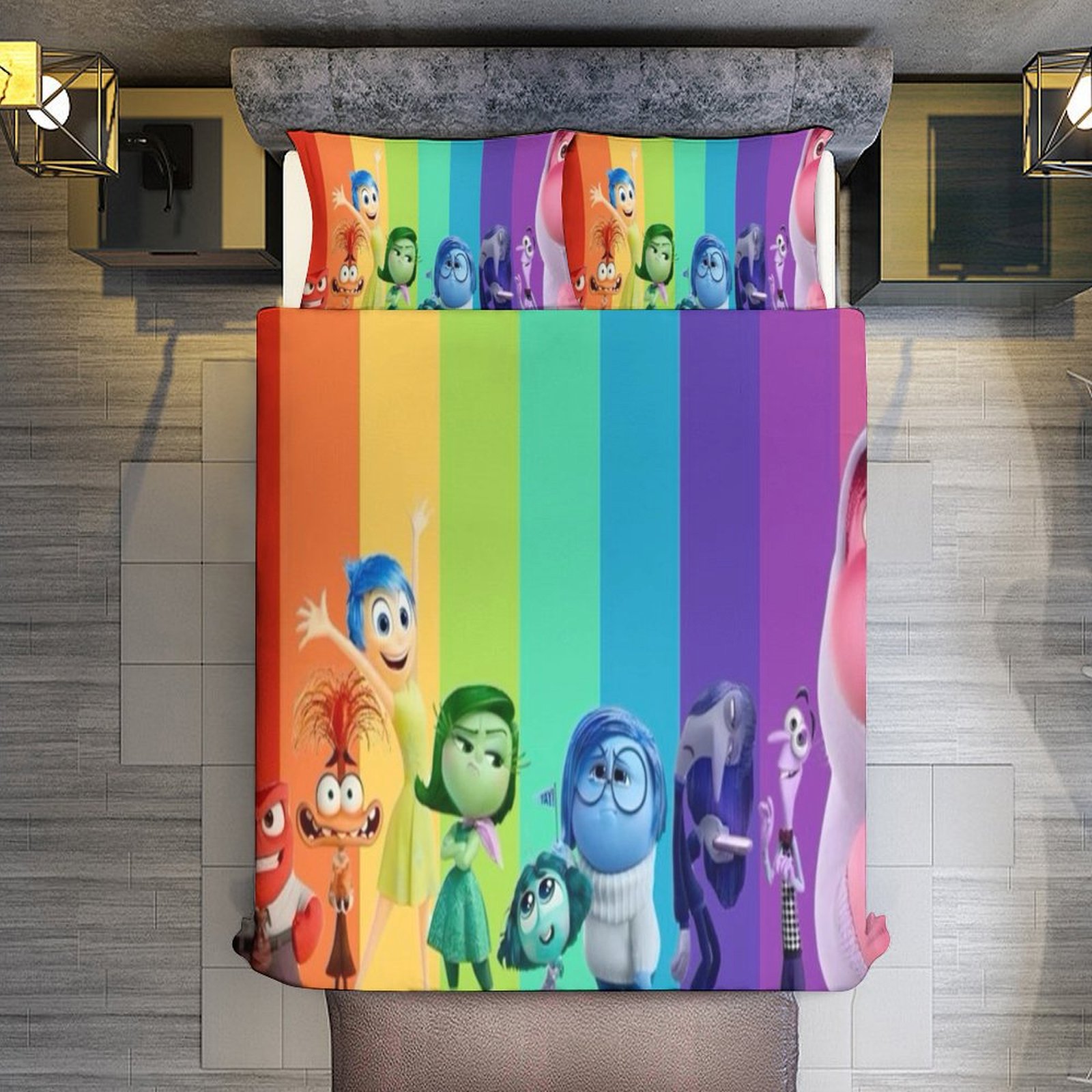 3 Piece Bedding Set,Rainbow Inside Out Comforter Set for Kids Boys Teen ...