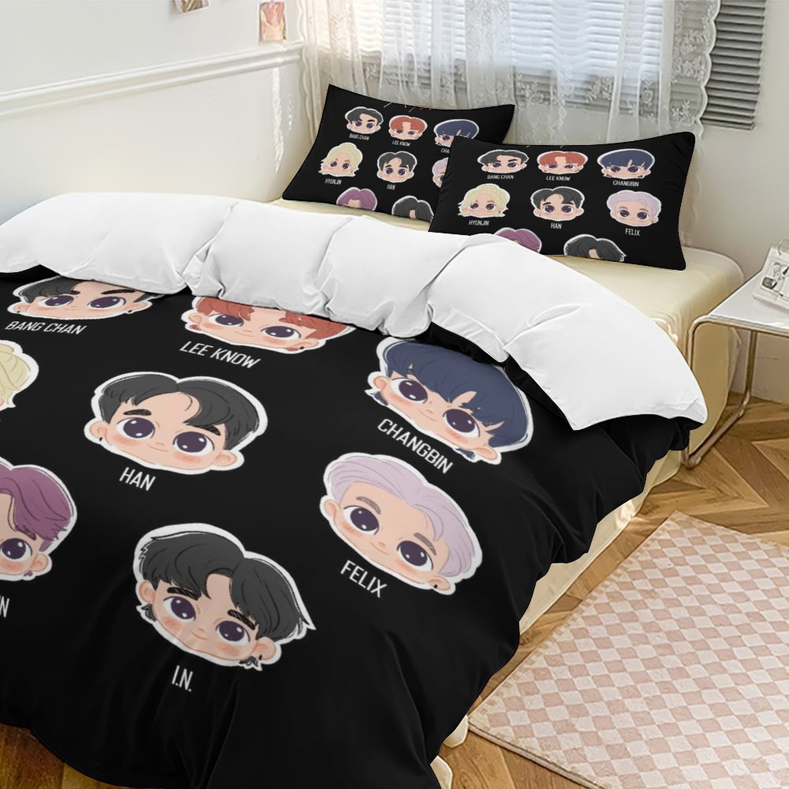 3 Piece Bedding Set SKZ Stray Korea Ki-DS Comforter Cover Set Cute Kids ...