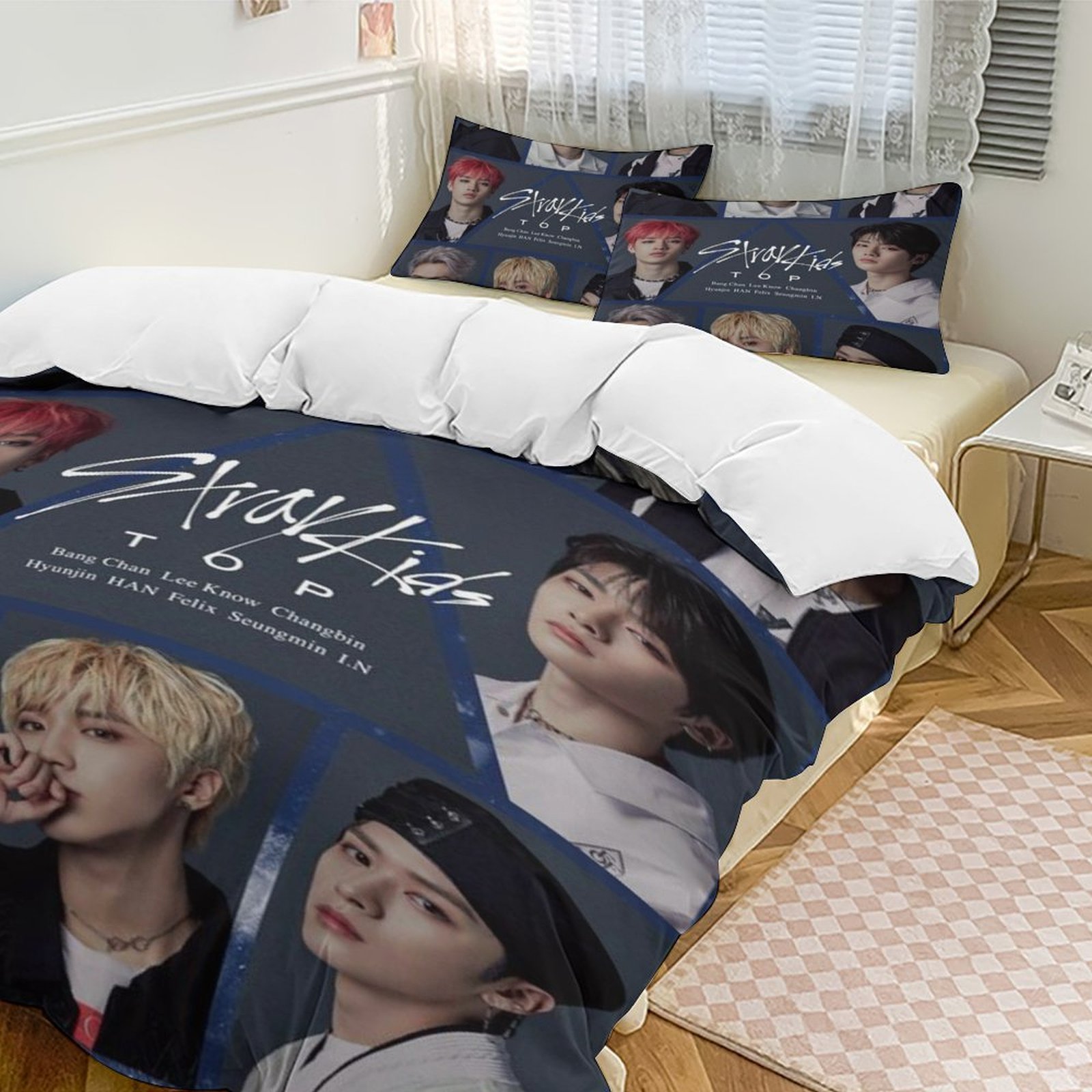 3 Piece Bedding Set SKZ Stray Korea Ki-DS Comforter Cover Set Cute Kids ...