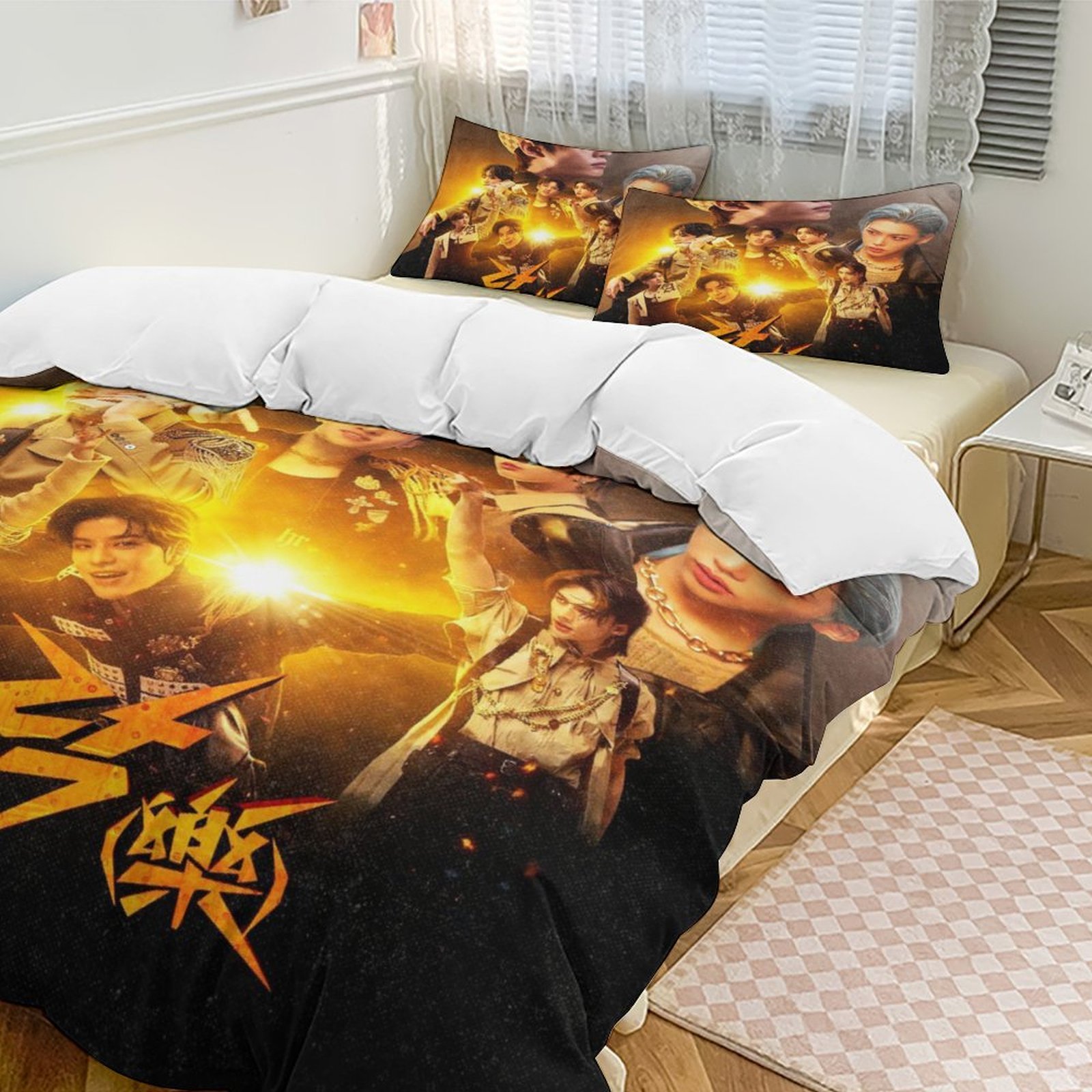 3 Piece Bedding Set SKZ Stray Korea Ki-DS Comforter Cover Set Cute Kids ...