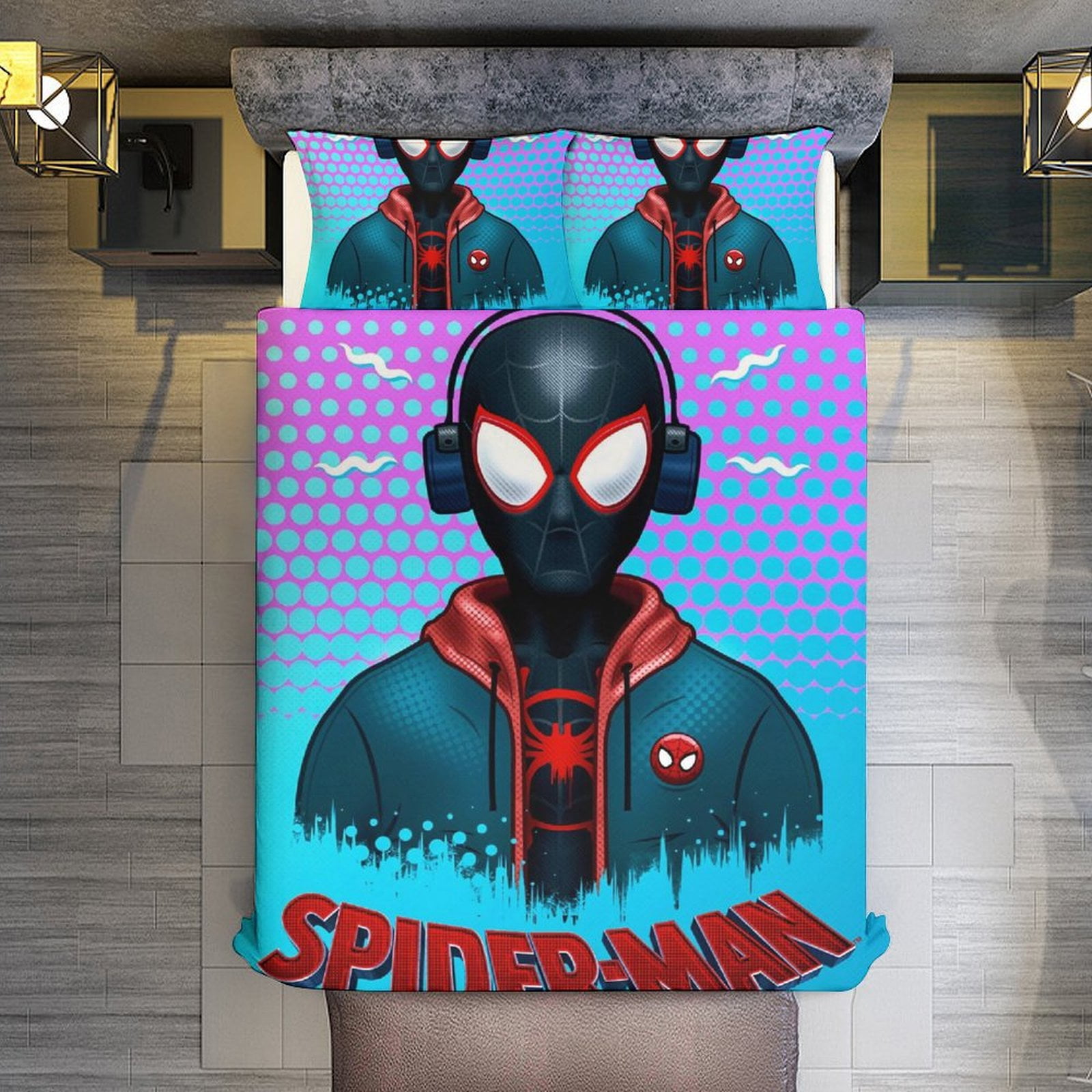 3 Piece Bedding Set,SPIDER-MAN INTO THE SPIDER-VERSE Comforter Set for ...