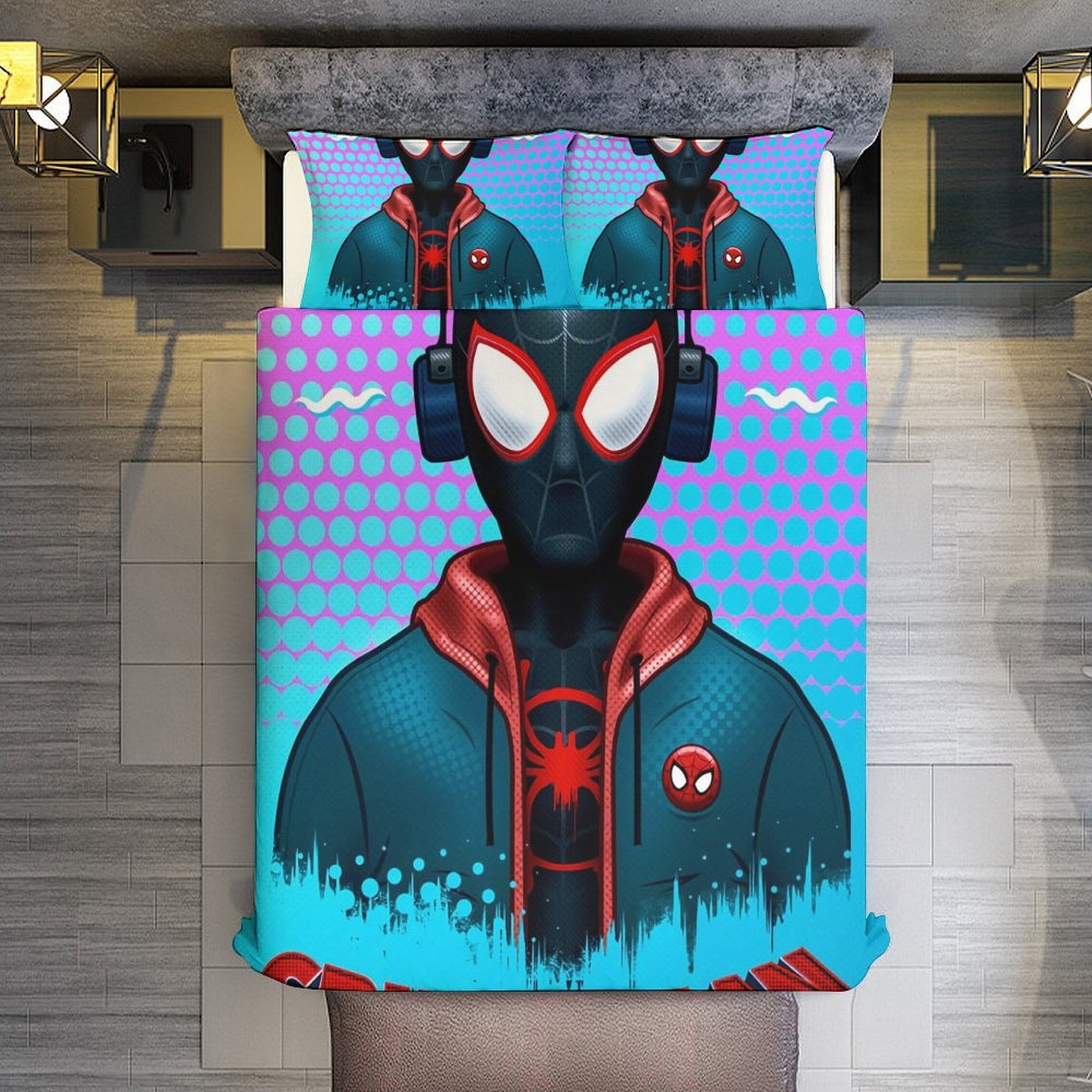 3 Piece Bedding Set,SPIDER-MAN INTO THE SPIDER-VERSE Comforter Set for ...
