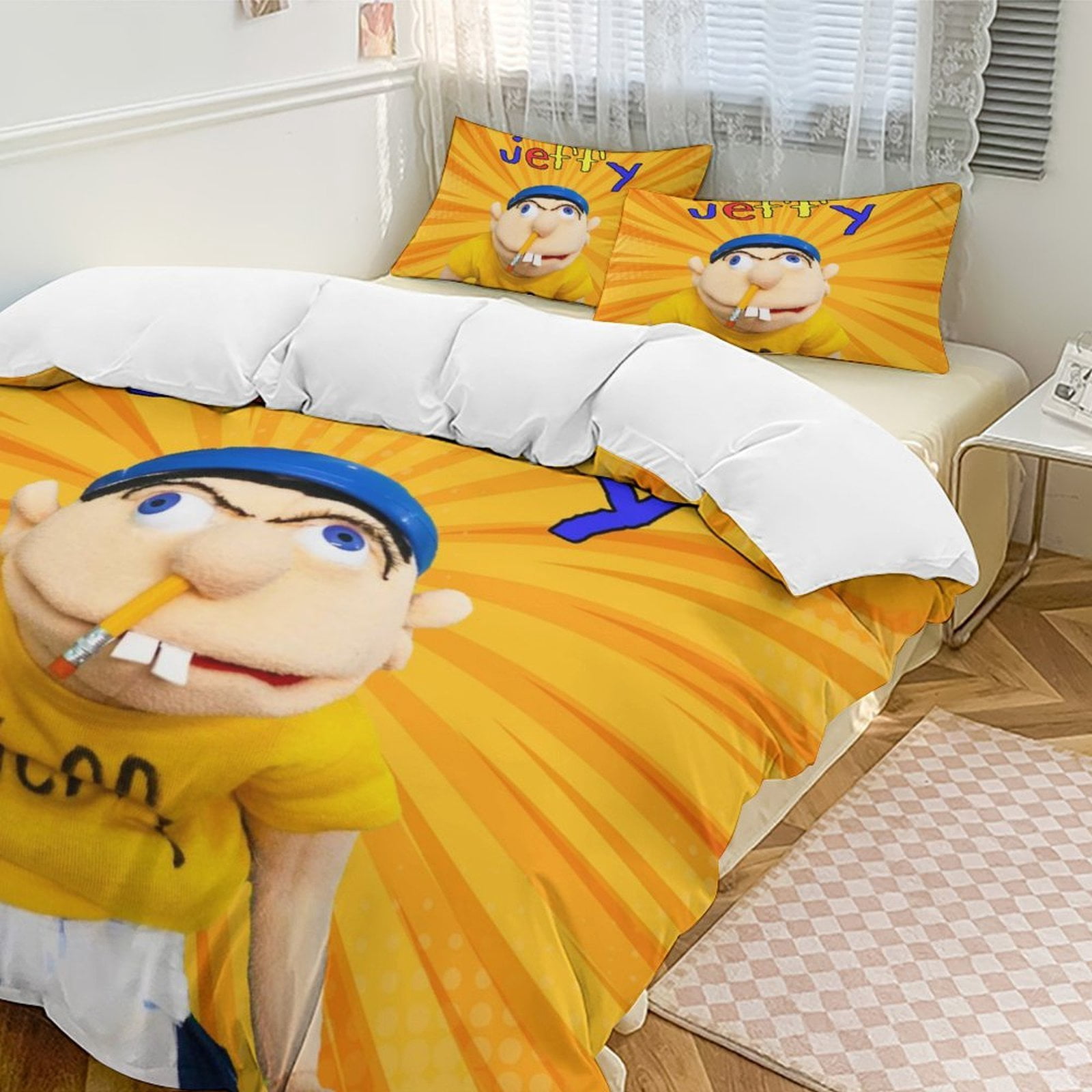 3 Piece Bedding Set Sml Cartoon Jef-,fy Comforter Cover Set Cute Kids ...
