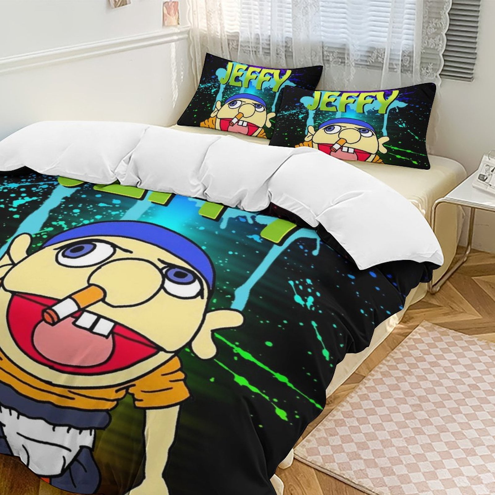3 Piece Bedding Set Sml Cartoon Jef-,fy Comforter Cover Set Cute Kids ...