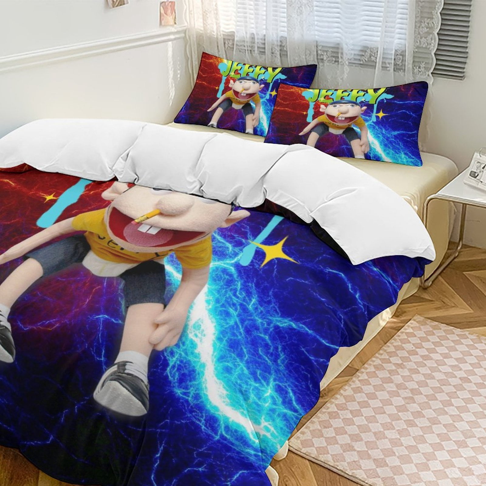 3 Piece Bedding Set Sml Cartoon Jef-,fy Comforter Cover Set Cute Kids ...