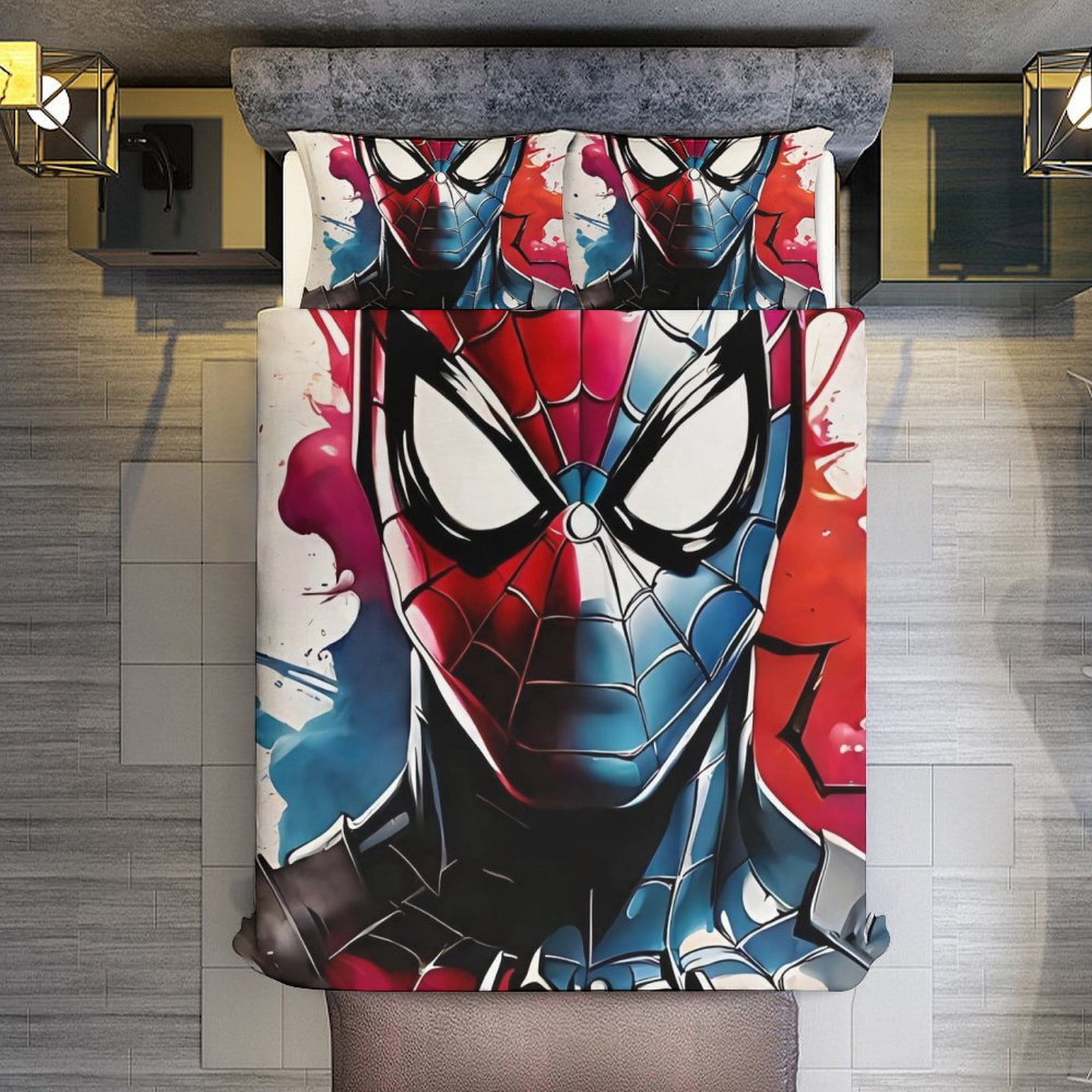 3 Piece Bedding Set,Spider-Man Head Comforter Set for Kids Boys Teen ...