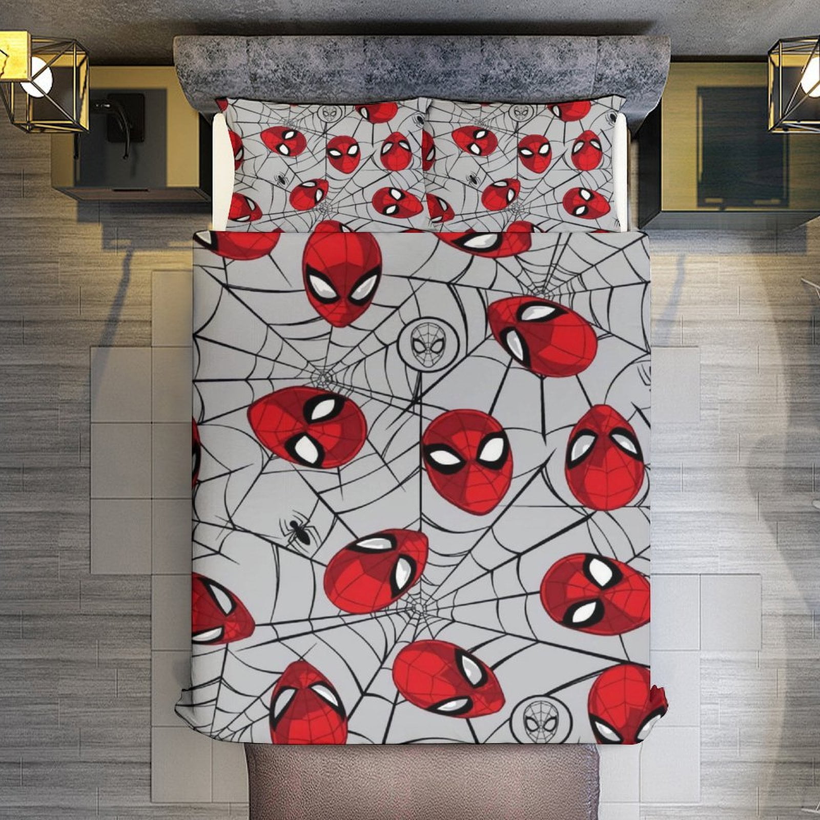 3 Piece Bedding Set,Spider-Man Head Comforter Set for Kids Boys Teen ...