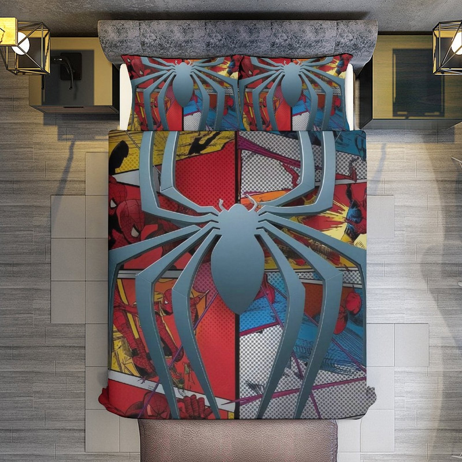 3 Piece Bedding Set,Spider-Man Poster Comforter Set for Kids Boys Teen ...