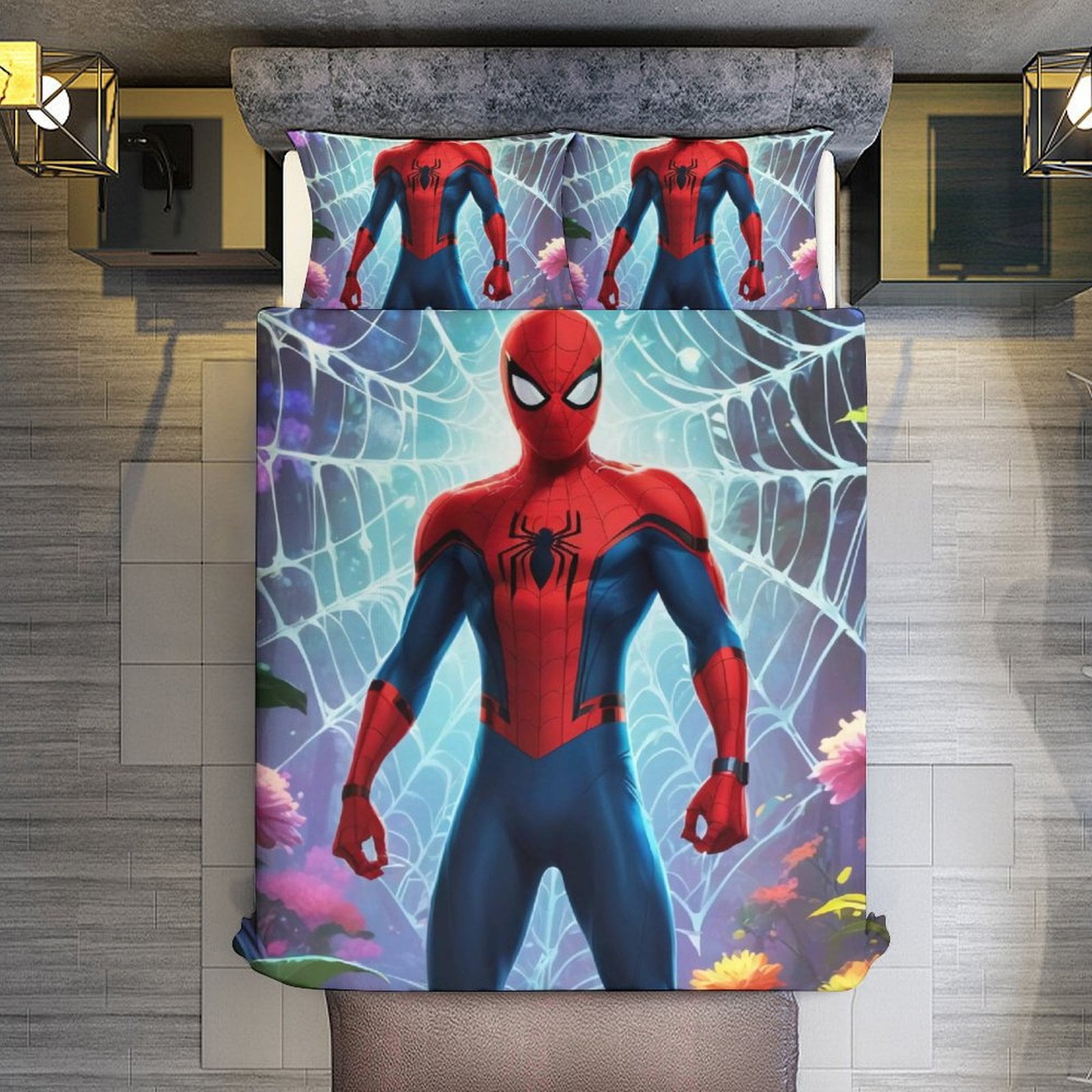 3 Piece Bedding Set,Spider-Man in The Garden Comforter Set for Kids ...