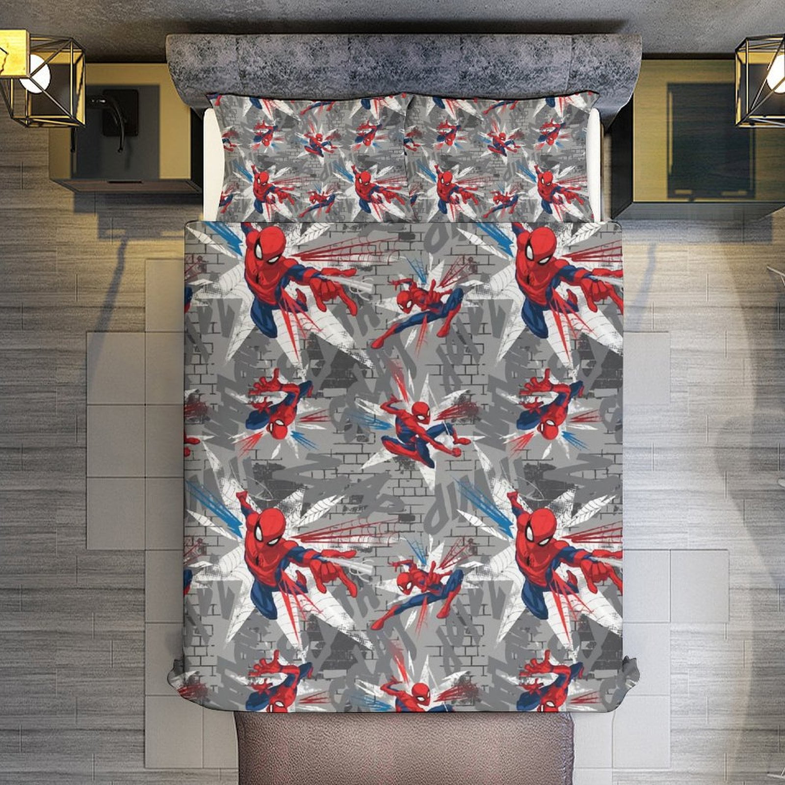 3 Piece Bedding Set,Spiderman In Action Comforter Set for Kids Boys ...