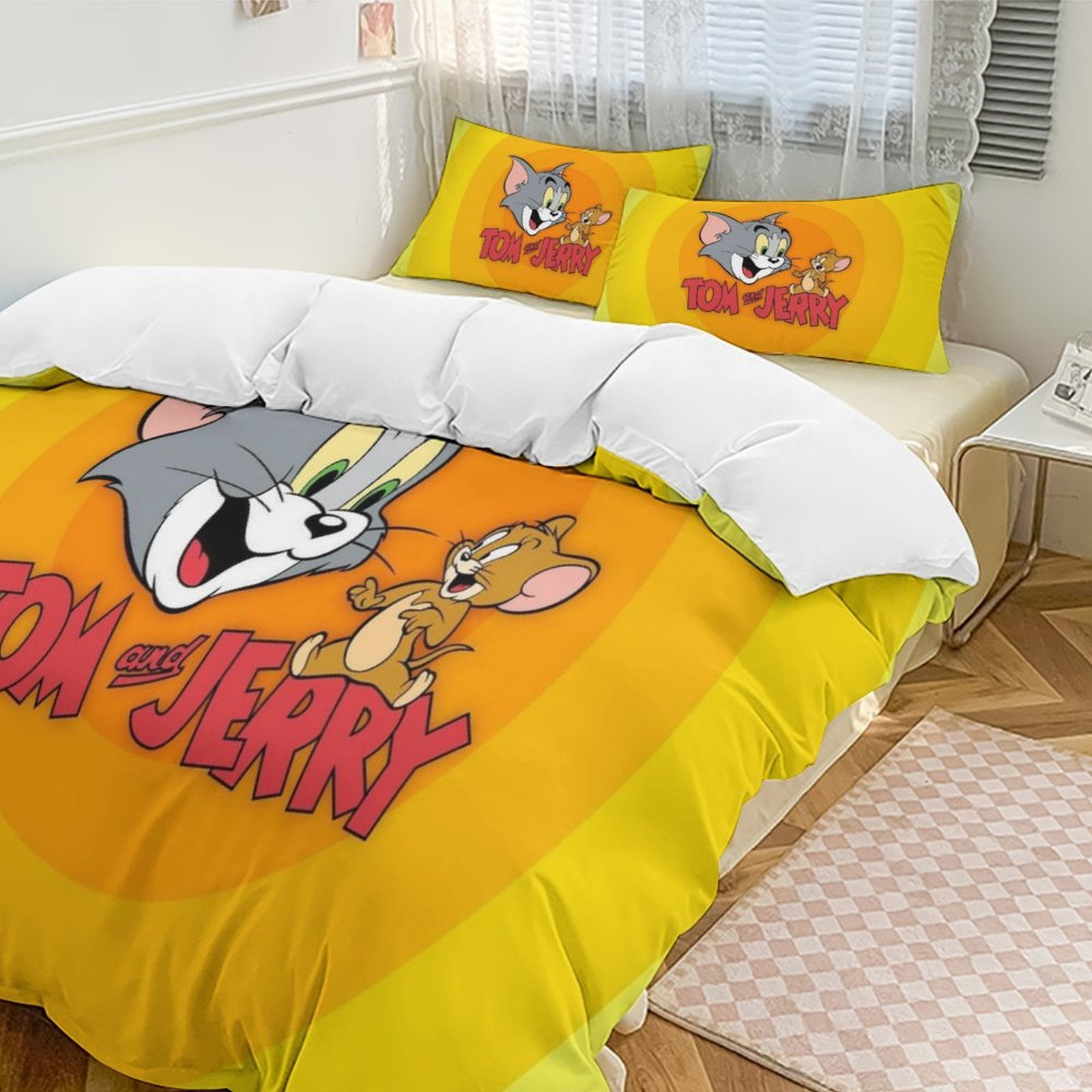 3 Piece Bedding Set Tom Cat Jerly Comforter Cover Set Cute Kids Bedroom ...