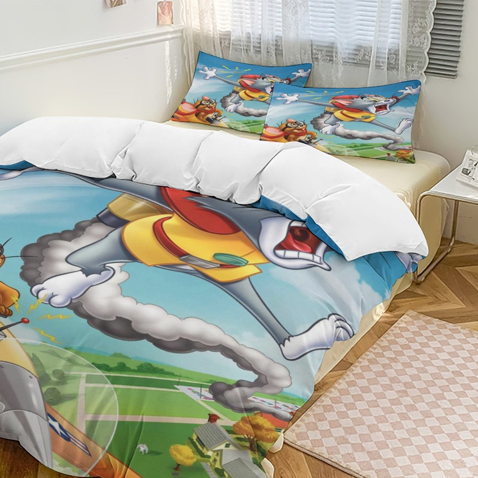3 Piece Bedding Set Tom Cat Jerly Comforter Cover Set Cute Kids Bedroom ...