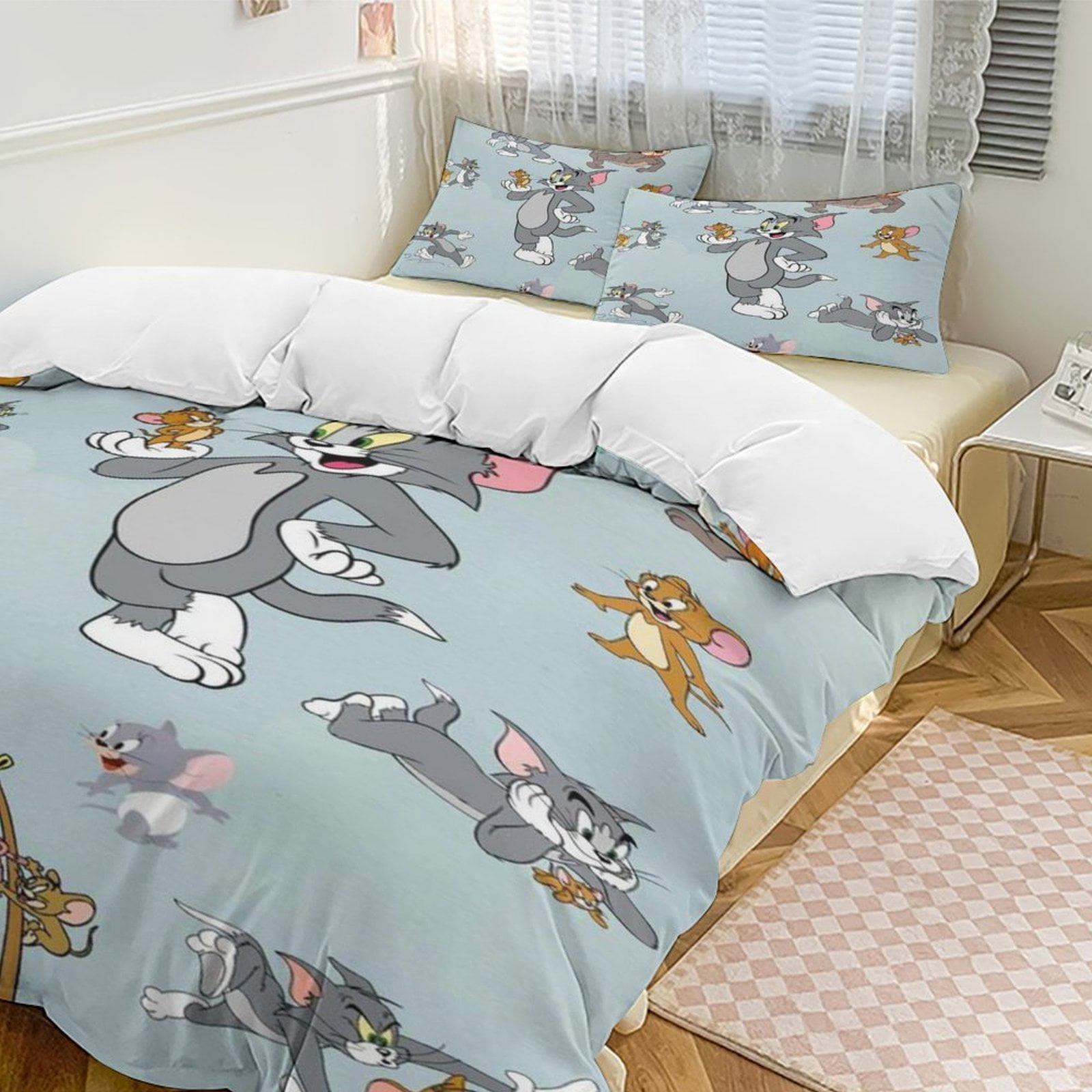 3 Piece Bedding Set Tom Cat Jerly Comforter Cover Set Cute Kids Bedroom ...