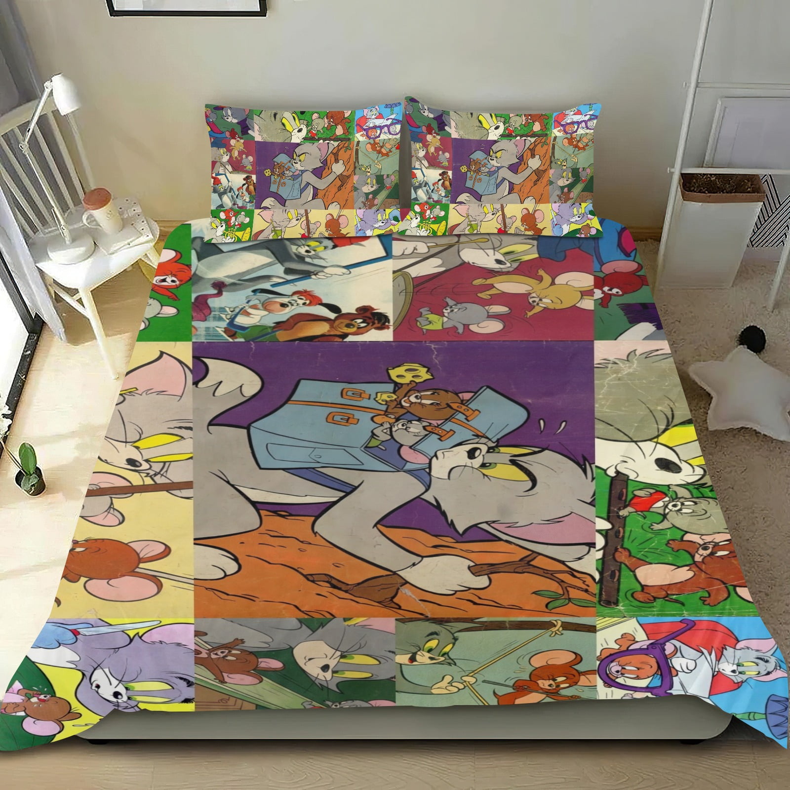 3 Piece Bedding Set Tom and Jerry Comforter Set Cute Duvet Cover Sets ...