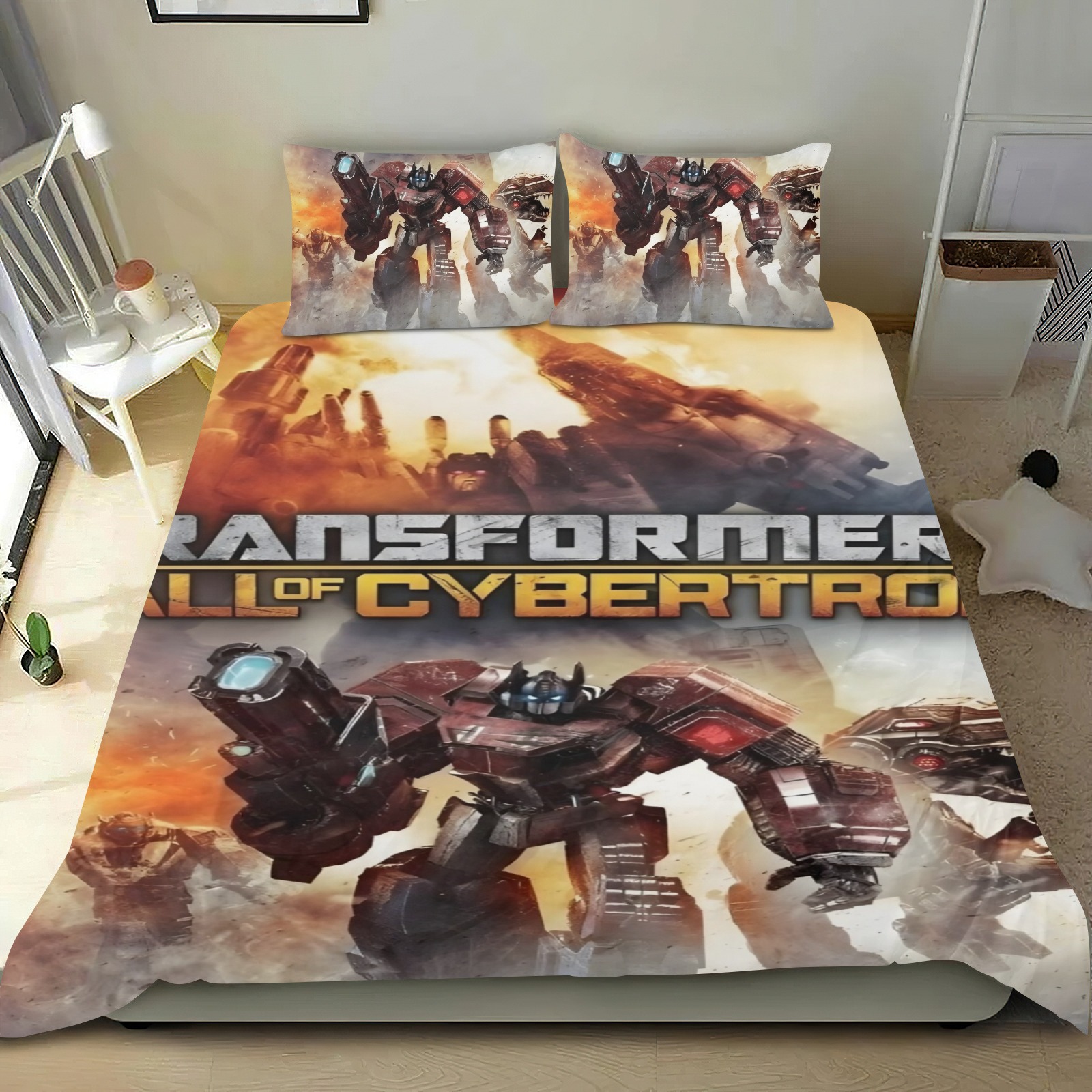 3 Piece Bedding Set Transformers Fall of Cybertron Comforter Set Cute ...