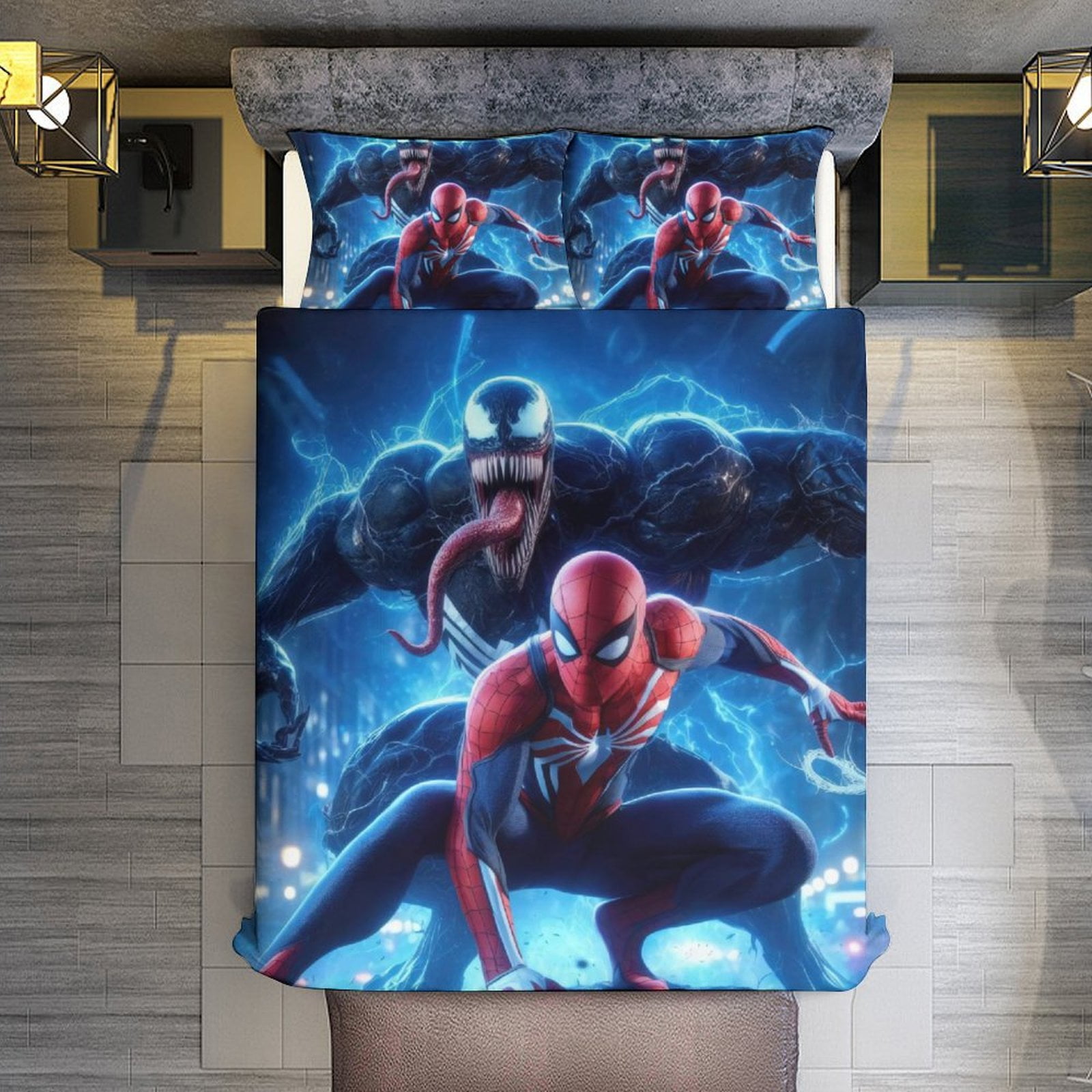 3 Piece Bedding Set,VENOM VS SPIDER-MAN Comforter Set for Kids Boys ...
