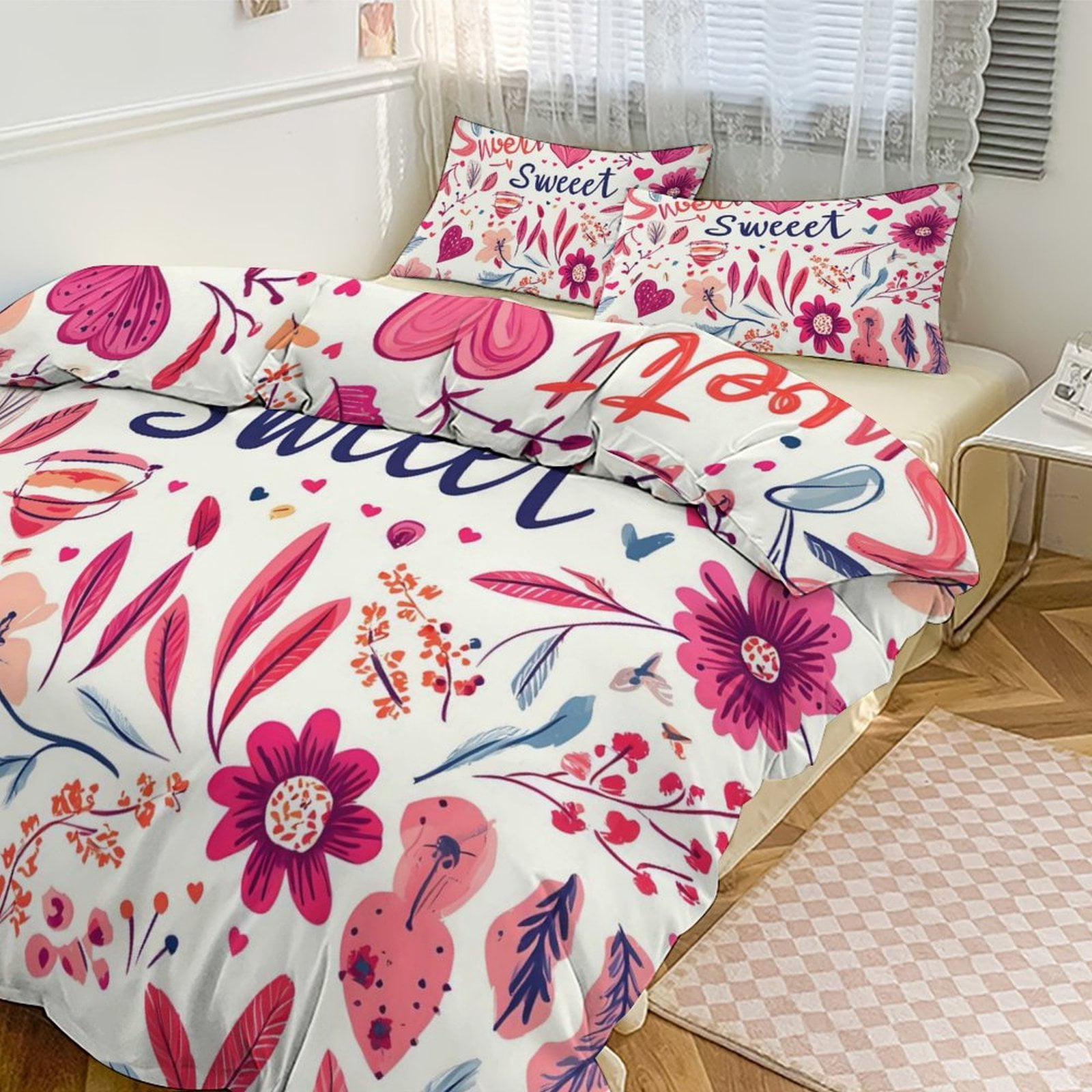 3 - Piece Bedding Set Without A Pillow Core Light And Soft Design Hidden Easy Pilling And Easy ...