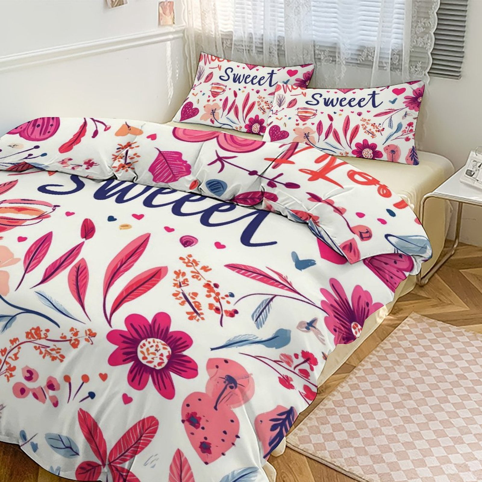 3 - Piece Bedding Set Without A Pillow Core Light And Soft Design Hidden Easy Pilling And Easy ...